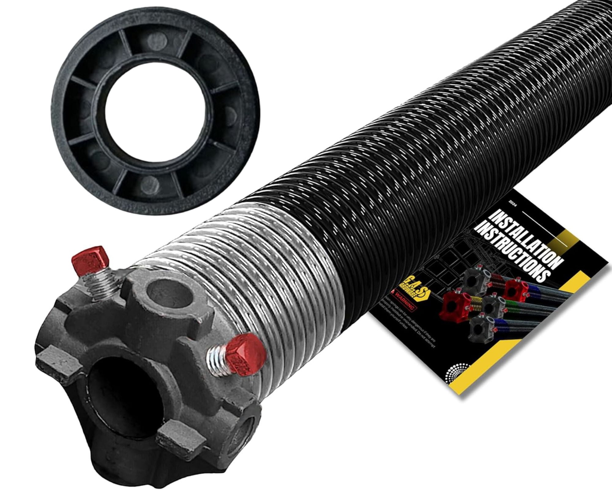 Garage Door Torsion Spring (295 x 2 x 41) - Black | 1 Nylon Bushing ...