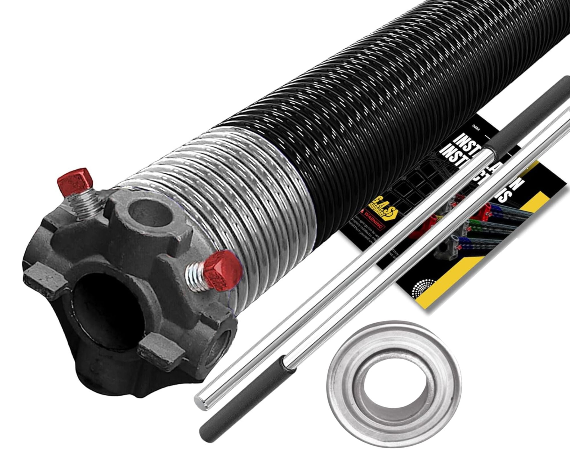 Garage Door Torsion Spring (295 x 2 x 41) - Black | 1" Steel Bearing ...
