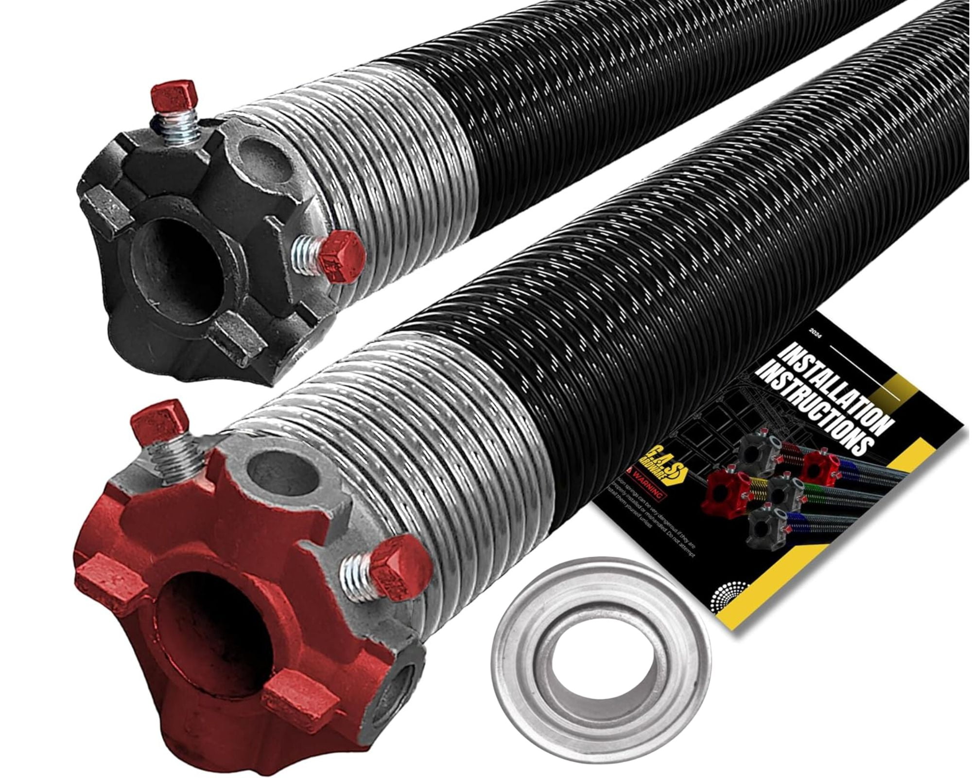 Garage Door Torsion Springs (218 x 2 x 24) - Pair | 1" ID Steel Bearing ...