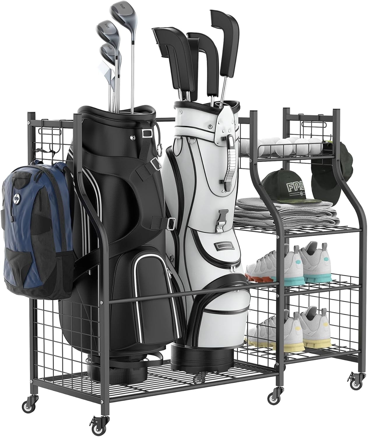 Garage Golf Bag Storage Organizer, Extra Large Golf Bag Stand with Golf ...