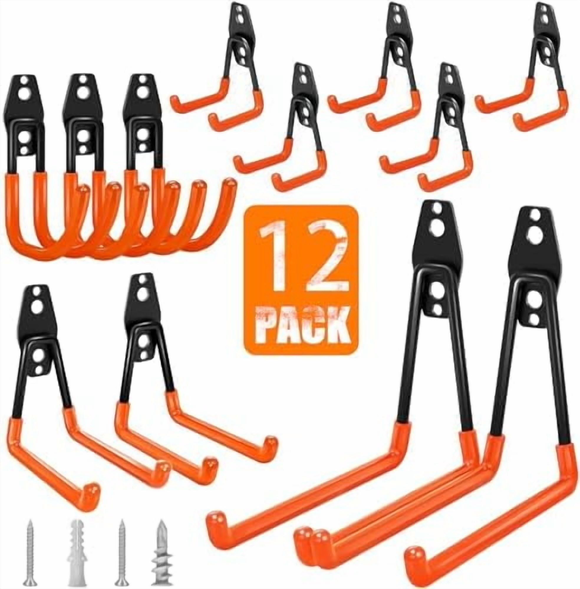 Garage Hooks Heavy Duty, 12 Pack Anti-Slip Coating Garage Wall Storage ...