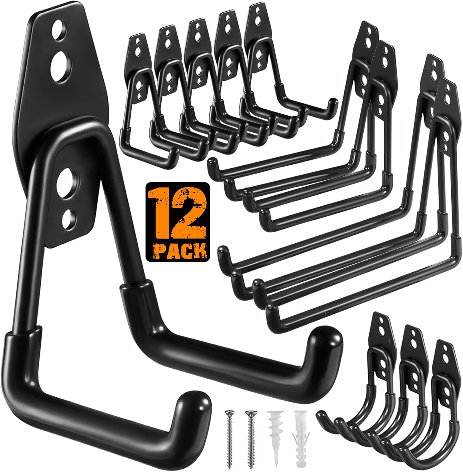 Garage Hooks Heavy Duty Utility Steel with Anti-Slip Coating Wall Mount ...