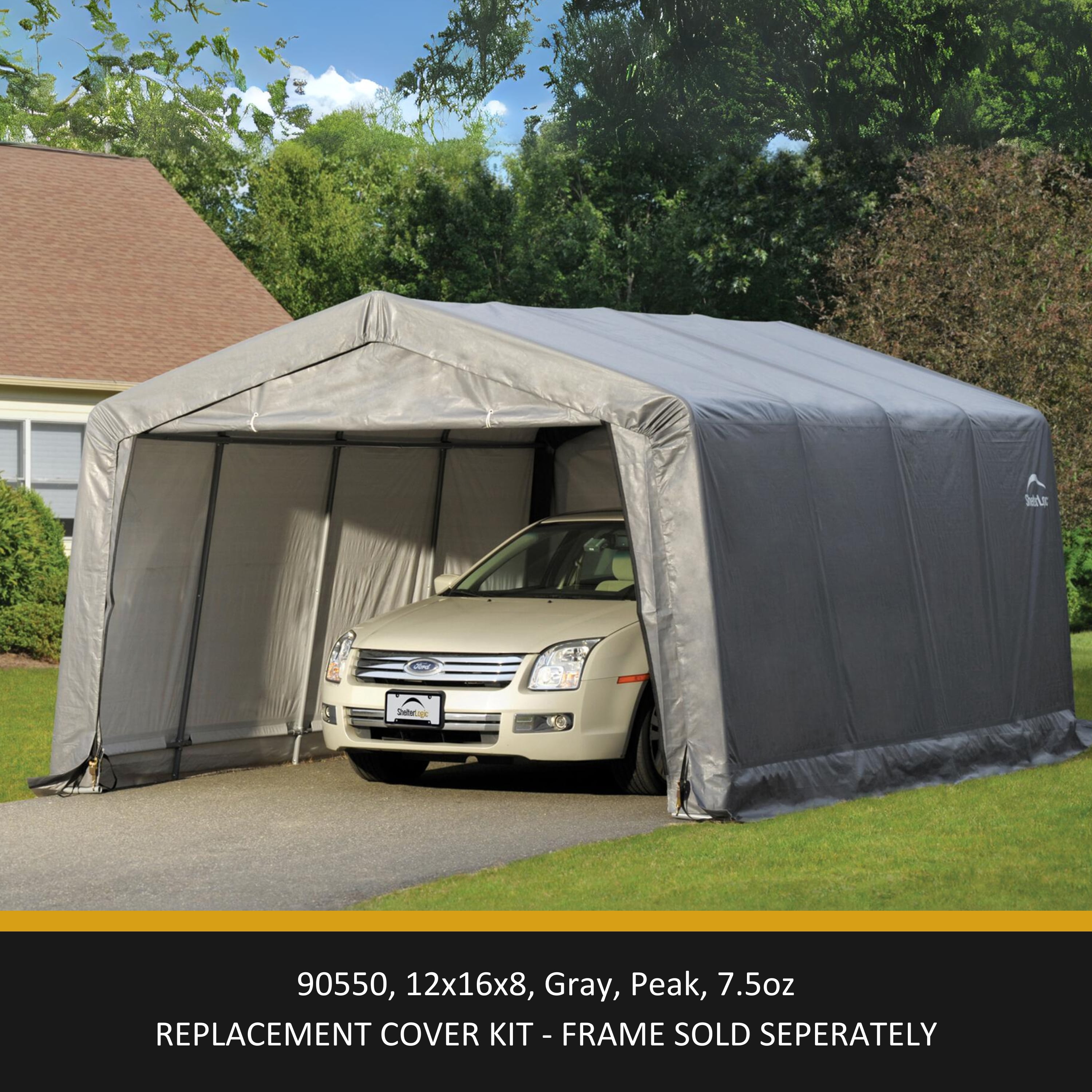 Garage-In-a-Box Replacement Cover Kit 12 x 16 x 8 7oz Gray (Frame not ...