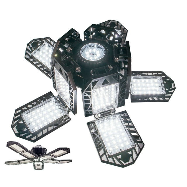 Garage Led Light Bulb 60W LED w/ 10 Adjustable Leaf Aluminum Panels ...