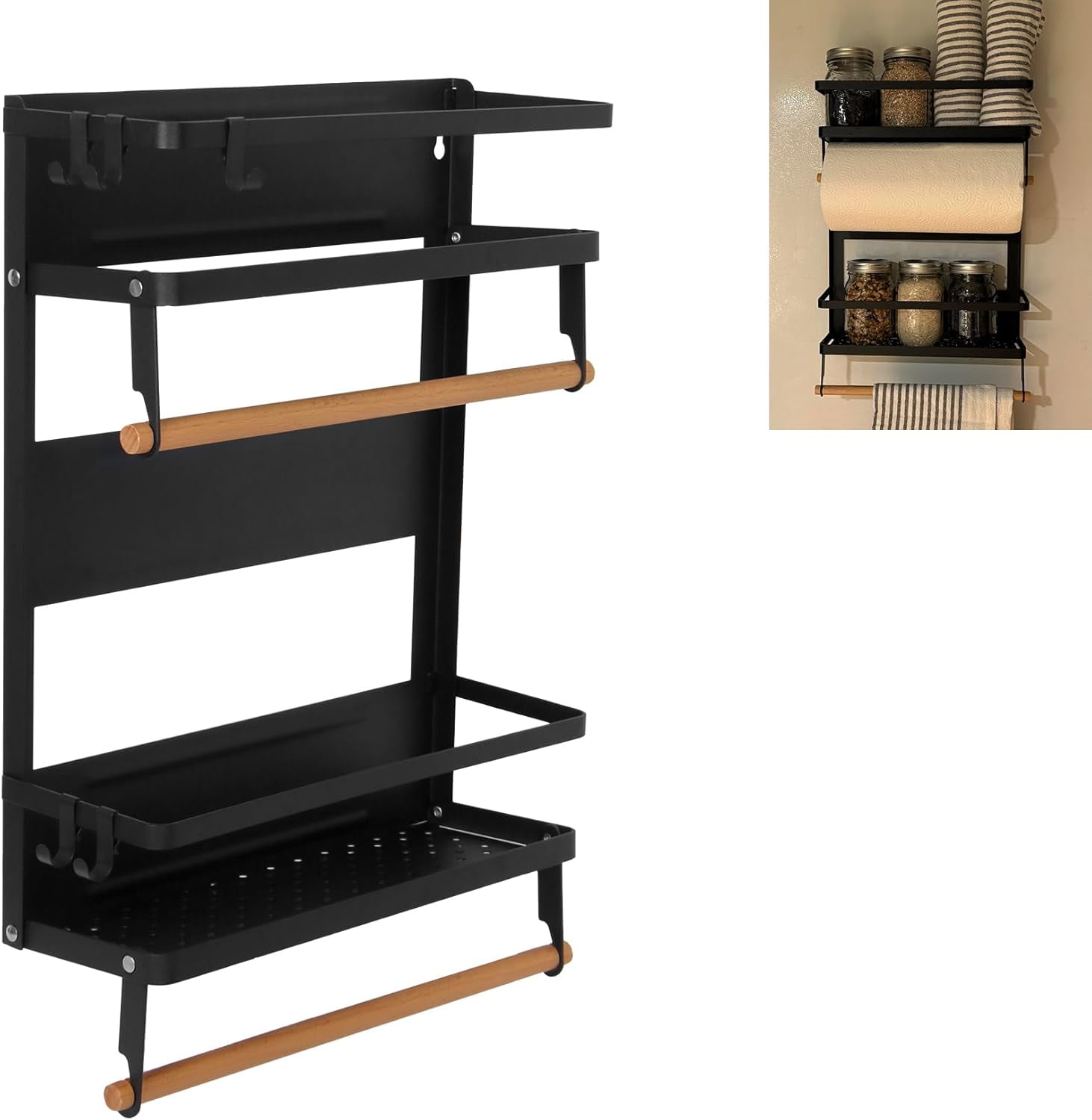 Garage Magnetic Rack Foldable, 2-in-1 Paper Towel Holder with Shelf ...