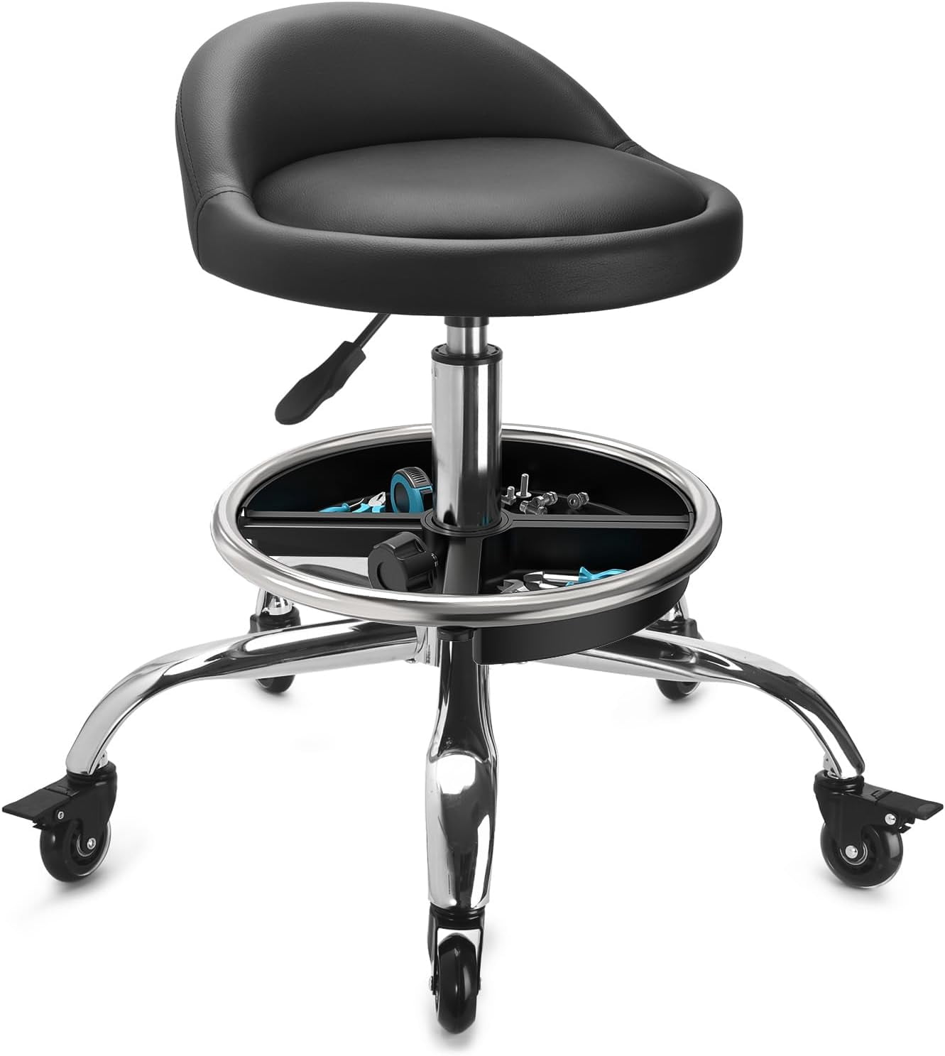 Garage Mechanic Stool Chair Rolling Workshop Stool with Tool Tray ...