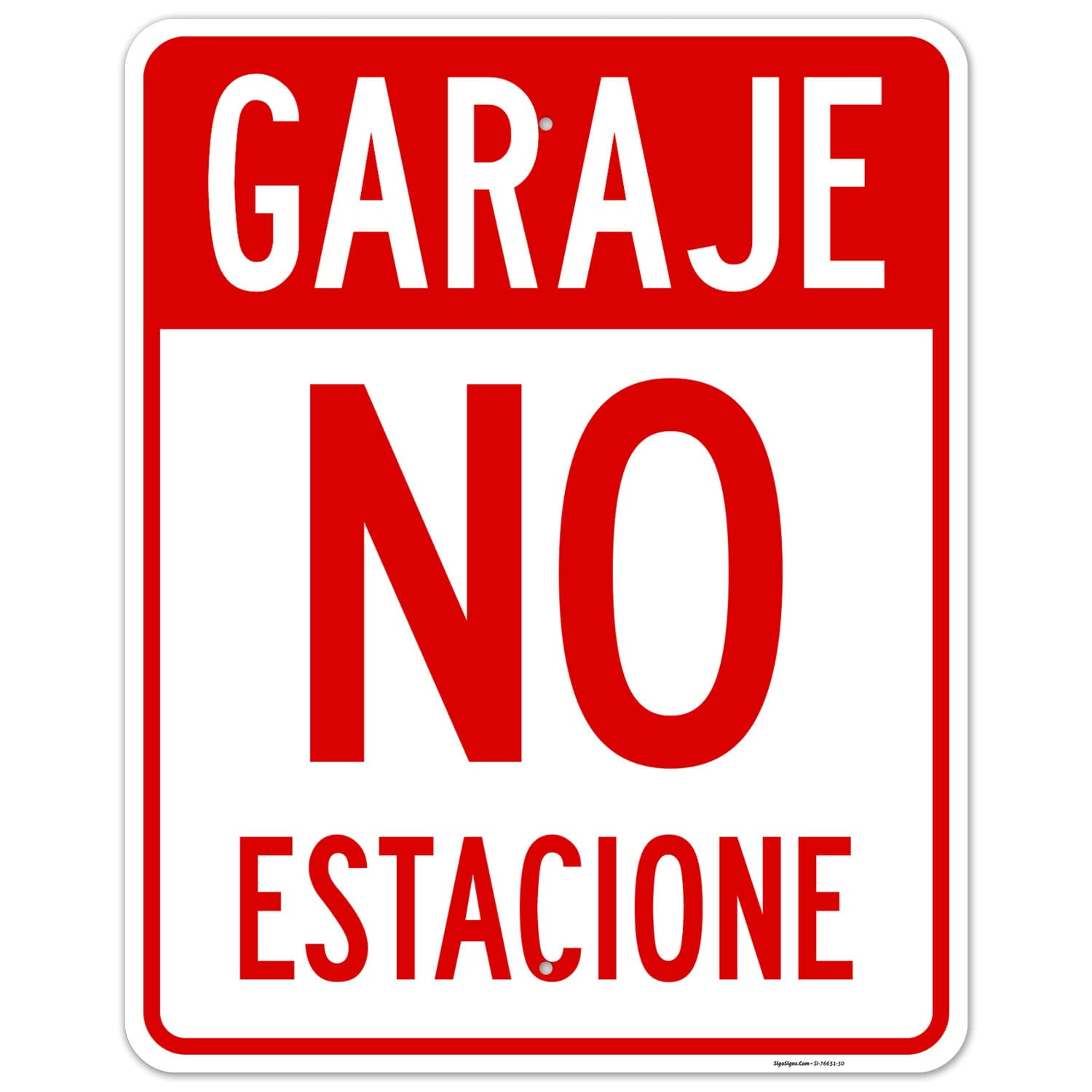 Garage No Parking Spanish Sign, 24x30 Inches, Rust Free .063 Aluminum ...
