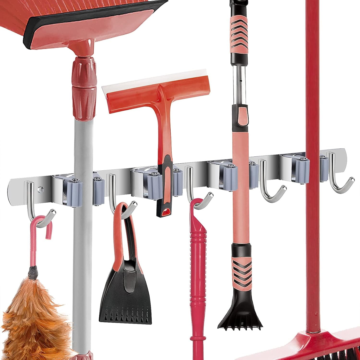 Garage Organization Wall Mounted, Stainless Steel Broom Hanger for ...