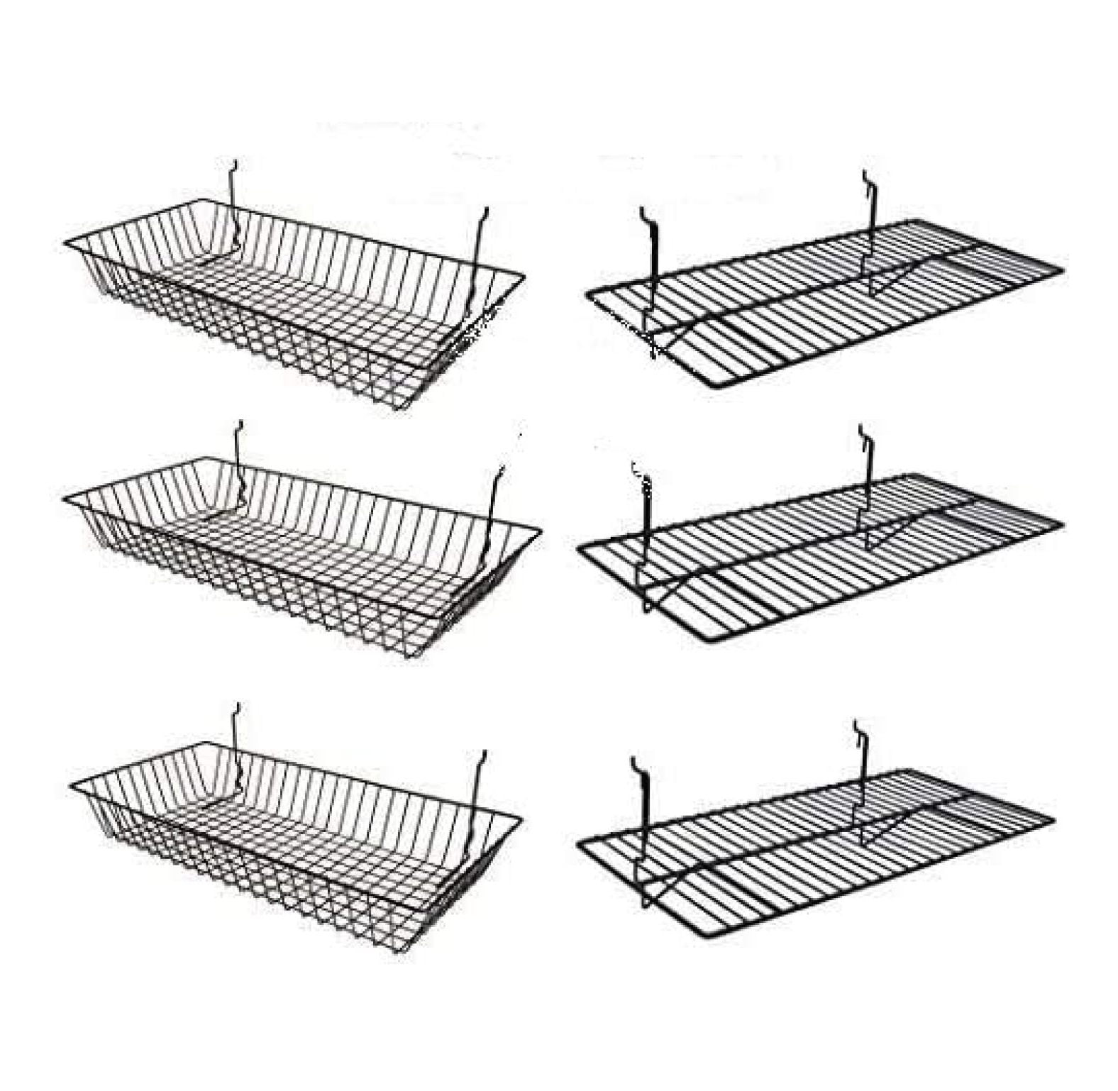 Garage Organizer Value Pack - 3 Shelves & 3 Steel Baskets for Slatwall ...