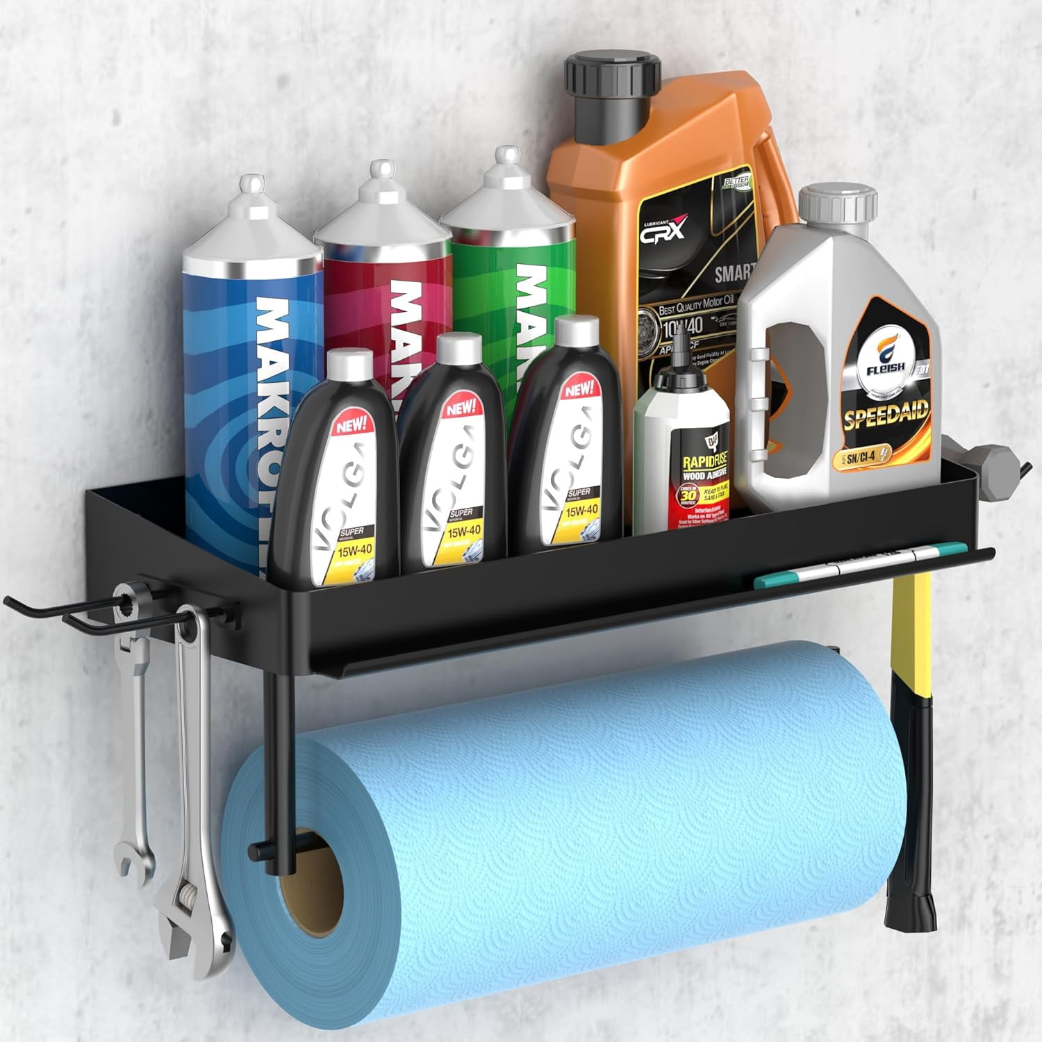 Garage Paper Towel Holder, Wall Mount Shelf, Shop Towel Holder, One ...