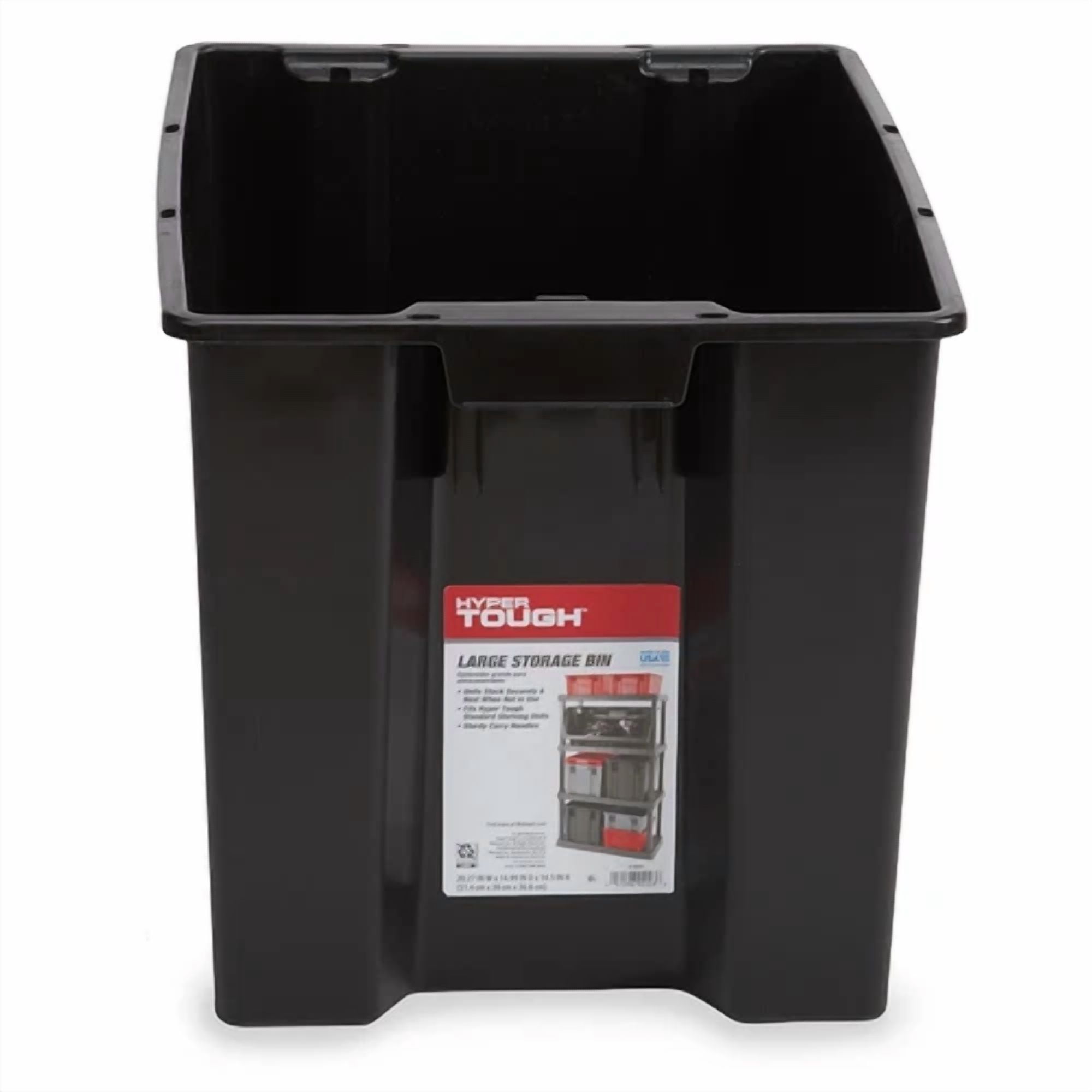 Garage Plastic Storage Bin Large Nesting Stacking, Black - Walmart.com