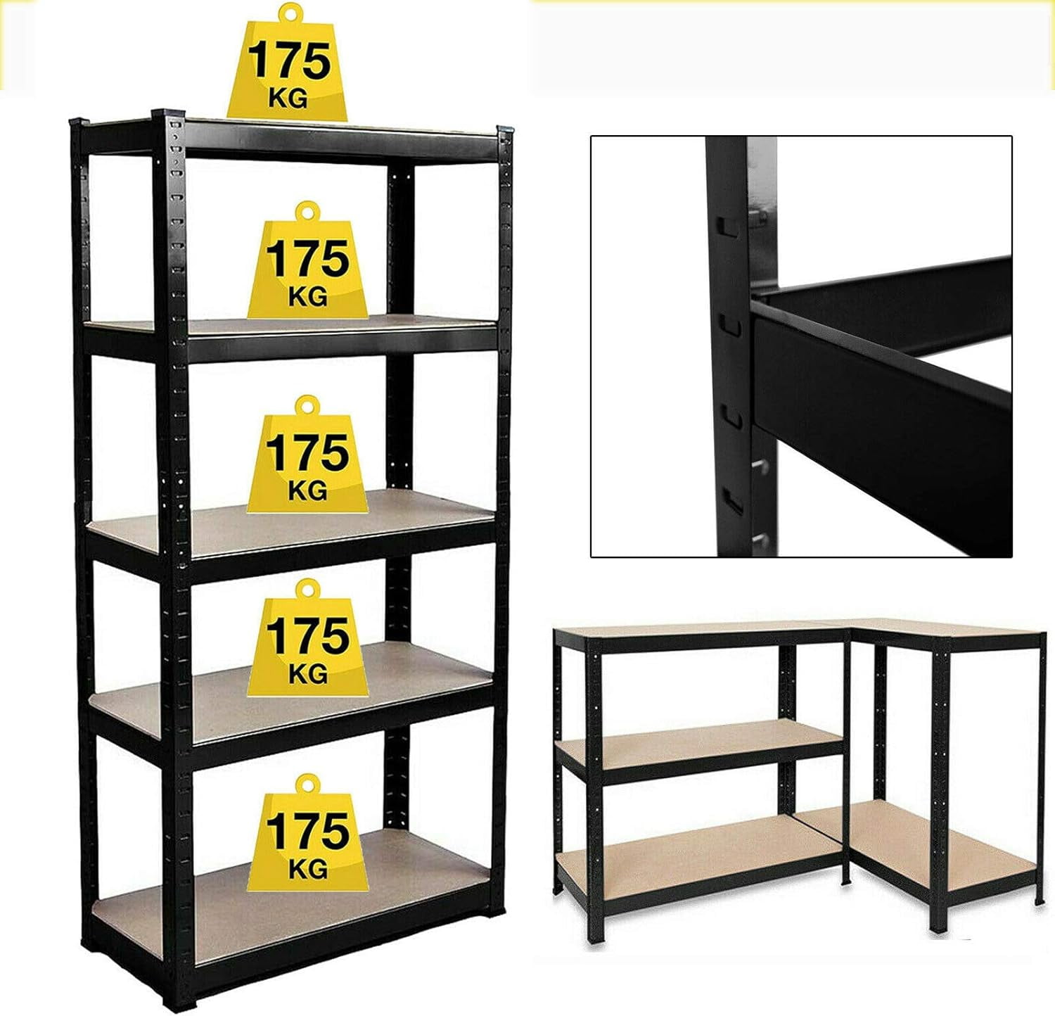 Garage Rack 35’’L x 16”D x 71’’H 5 Tier MDP Boards 875Kg Capacity Heavy ...