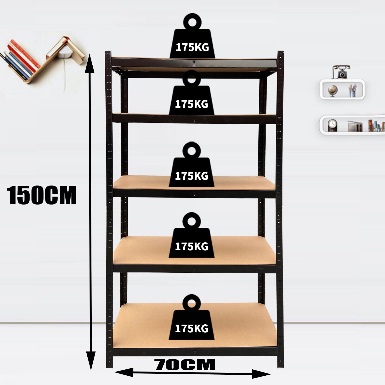 Garage Racking 5 Tier Shelving Unit Boltless Heavy Duty Metal Shelf ...