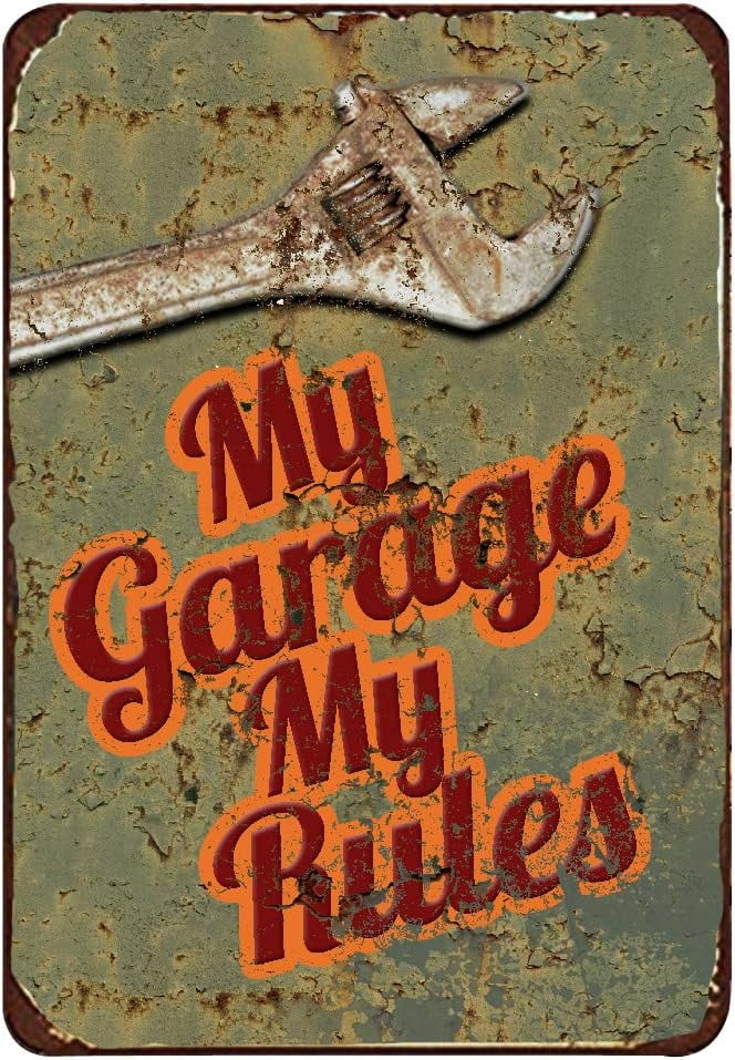 My Garage My Rules Funny Metal Novelty Sign Metal Retro Wall Decor for ...