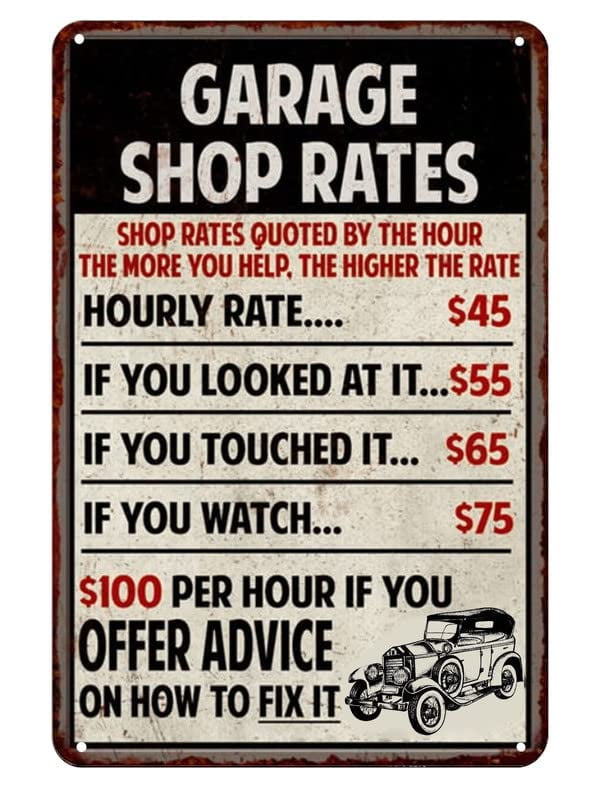 Garage Rustic Wall Décor Mechanic Signs Pops Decorations Mechanics ...