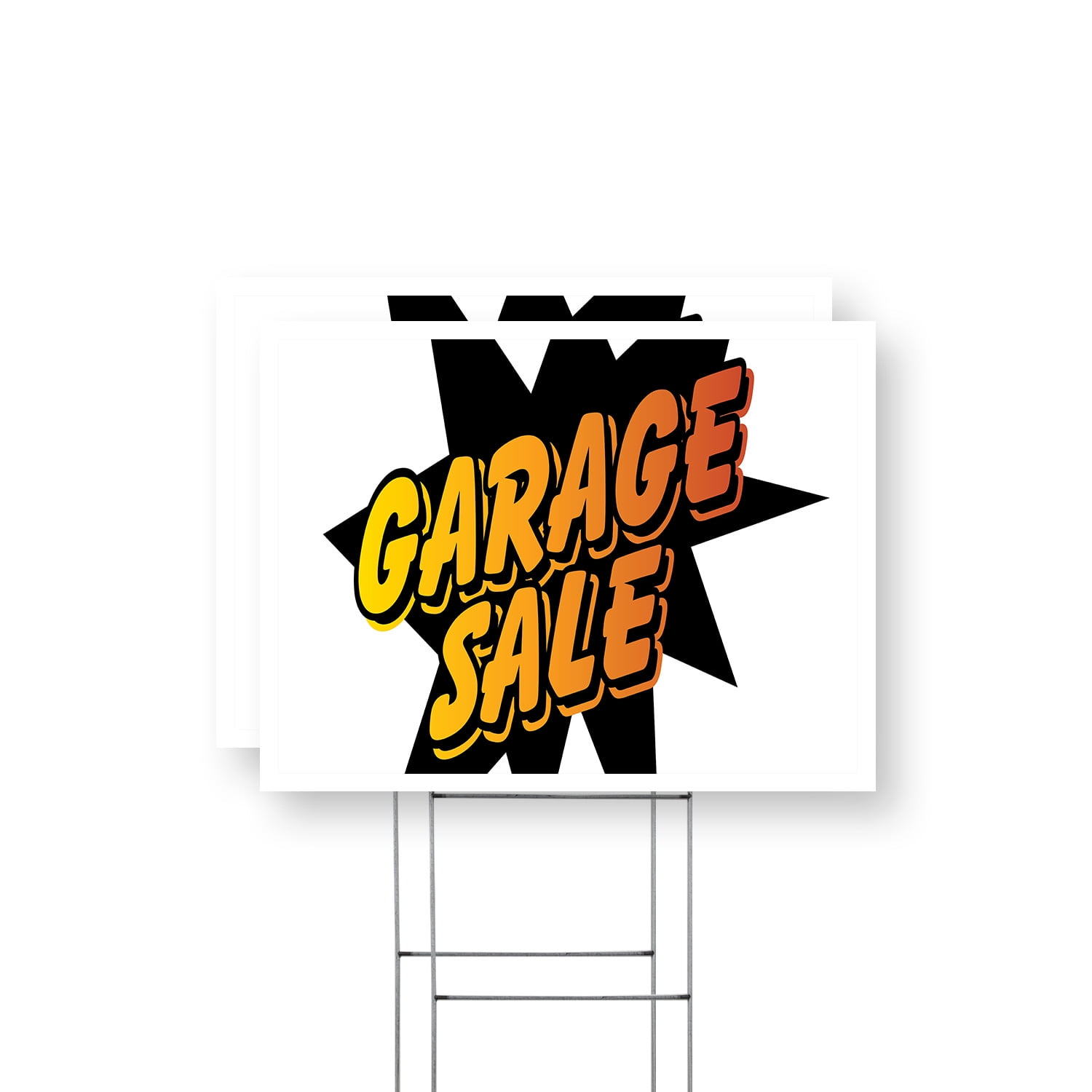 Garage Sale Yard Sign 2 Pack of 12 Inch x 16 Inch Double Sided ...