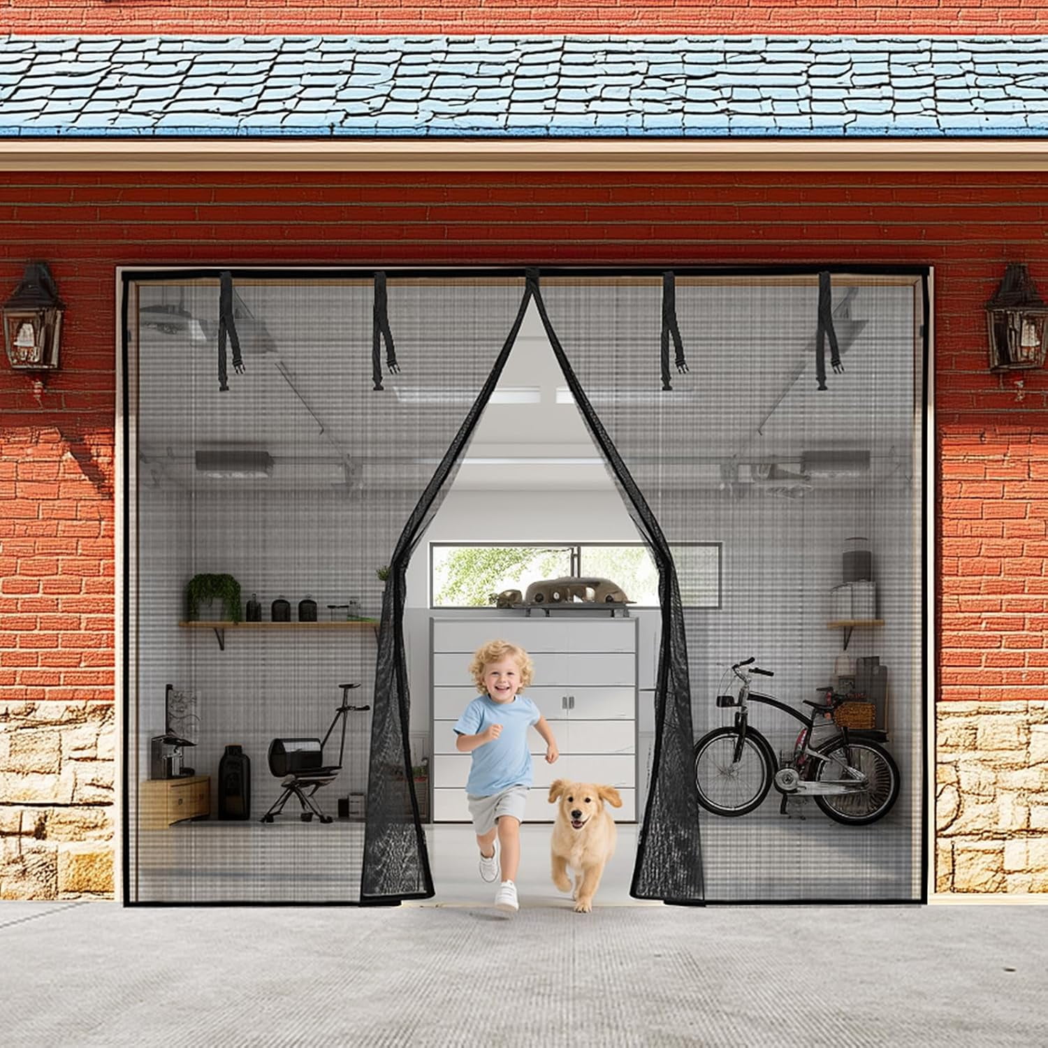 Garage Screen Door 9 x 7 Ft: Heavy Duty Magnetic Closure Mesh Garage ...