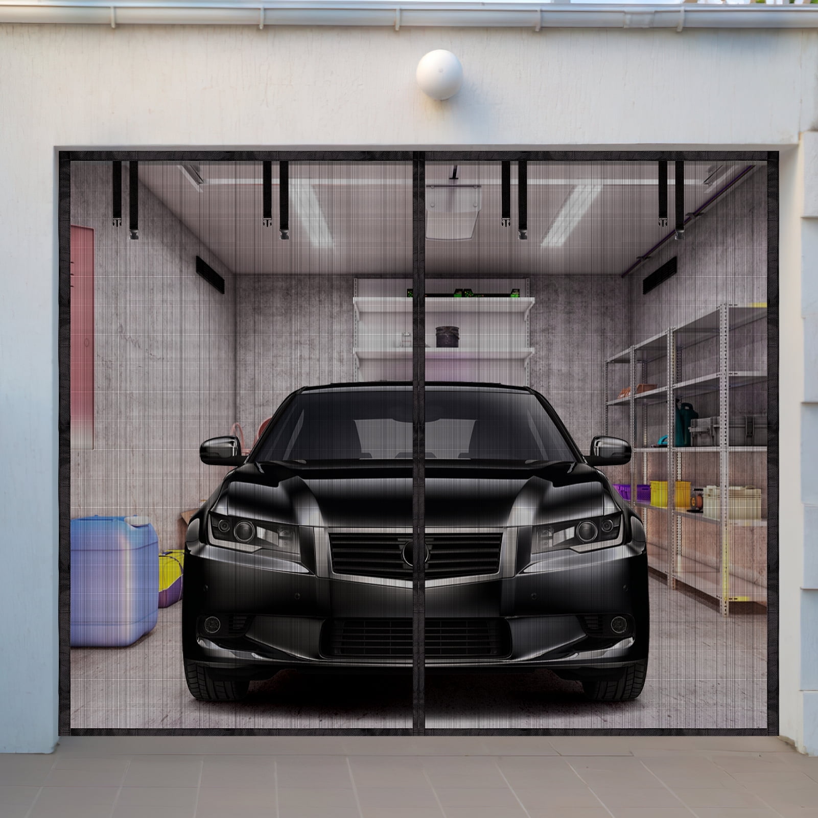 Garage Screen Doors for 2 Car Garage-16x7FT Fiberglass 5.1lb Durable ...