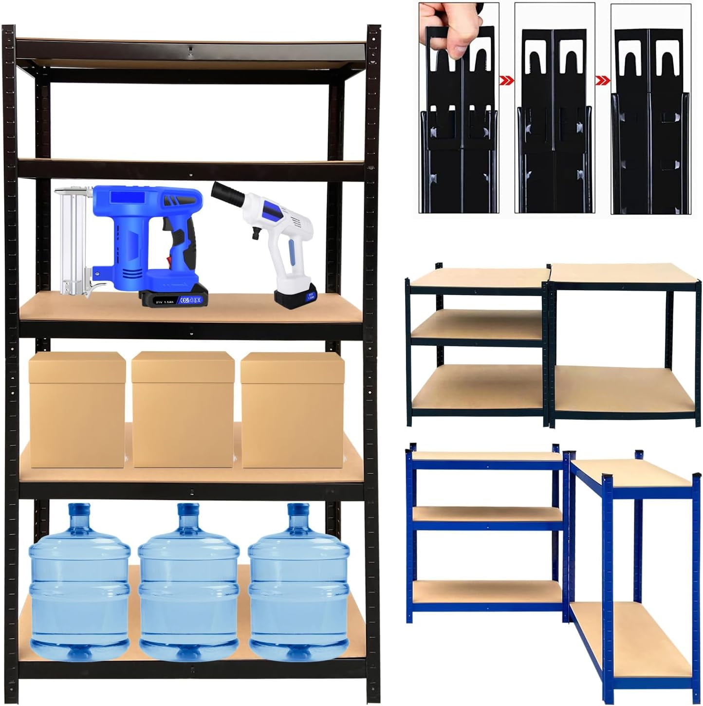 Garage Shelves 5 Tier Metal Shelving Unit Adjustable Storage Utility ...