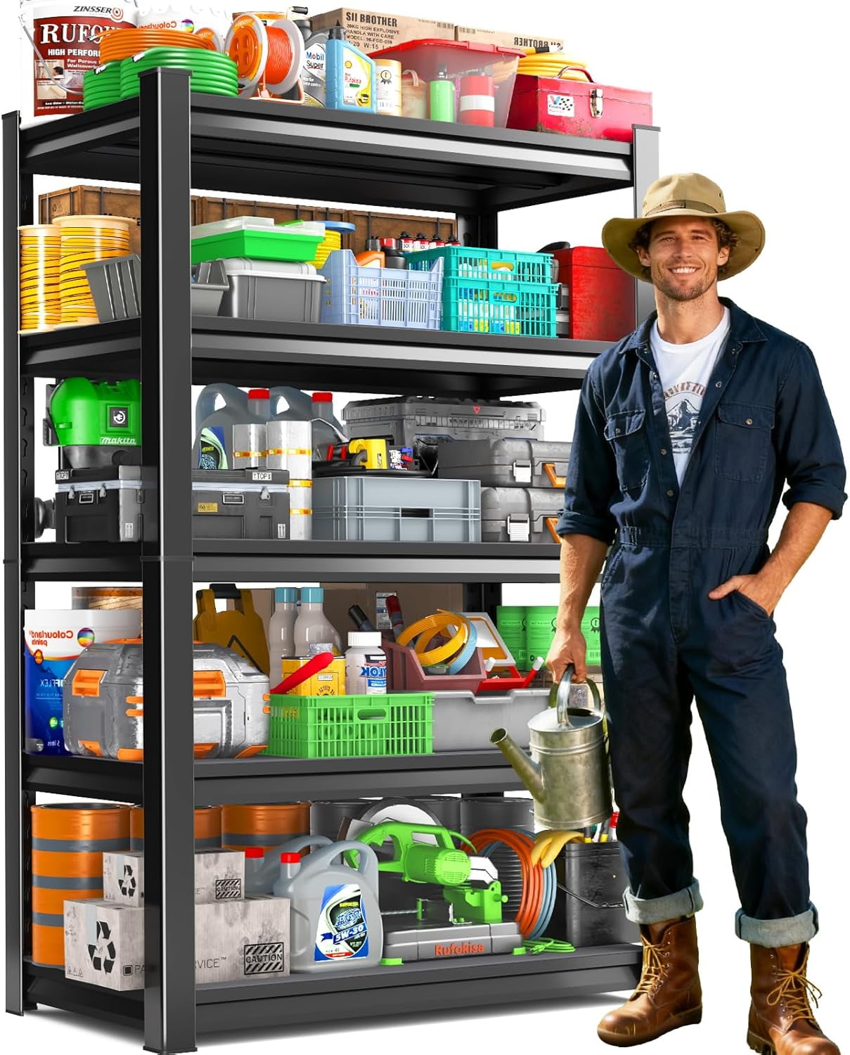 Garage Shelving,3000 LBS 5-Tier Heavy Duty Shelving,Adjustable and Easy ...