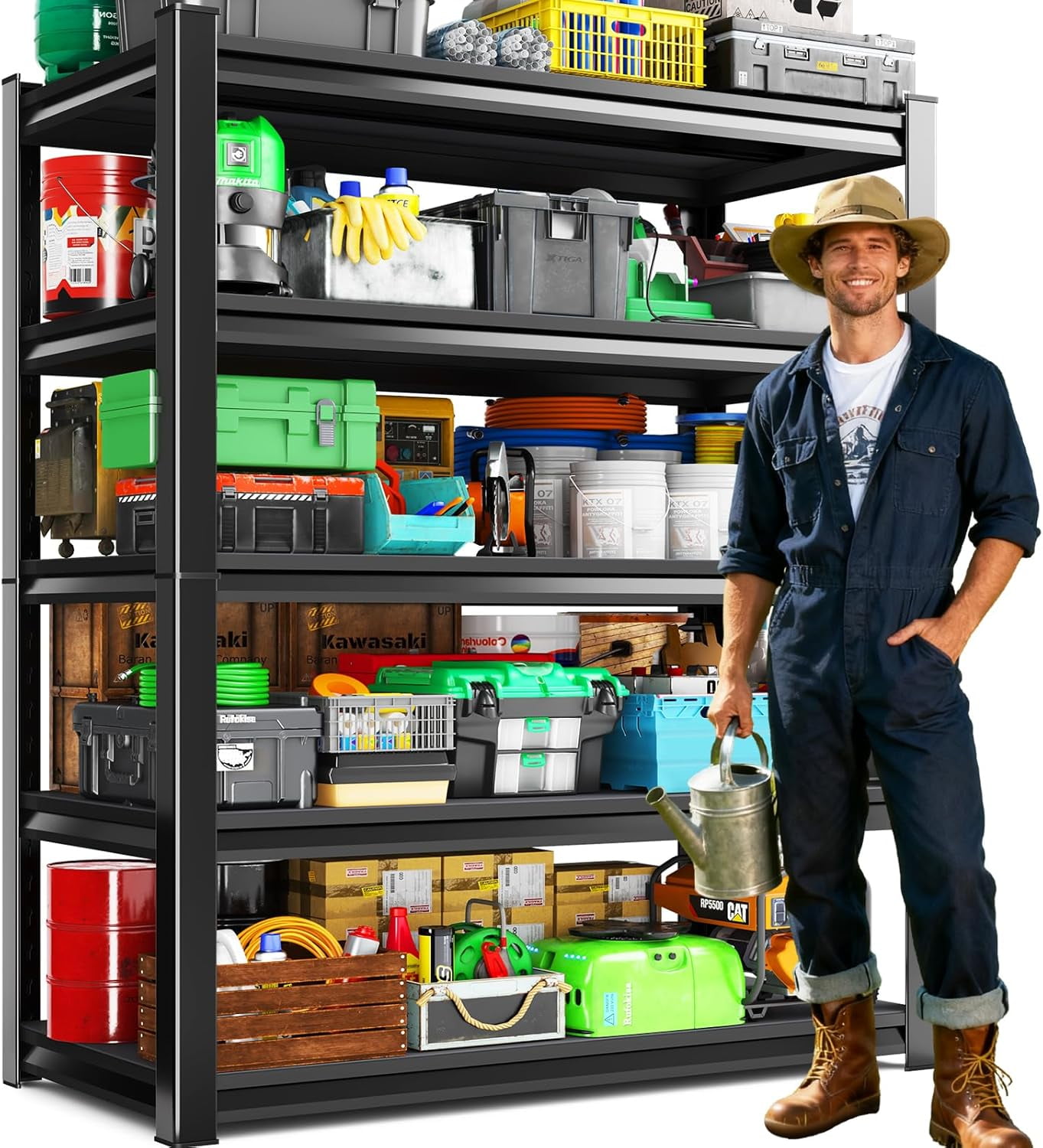 Garage Shelving,3000 LBS 5-Tier Heavy Duty Shelving,Adjustable and Easy ...