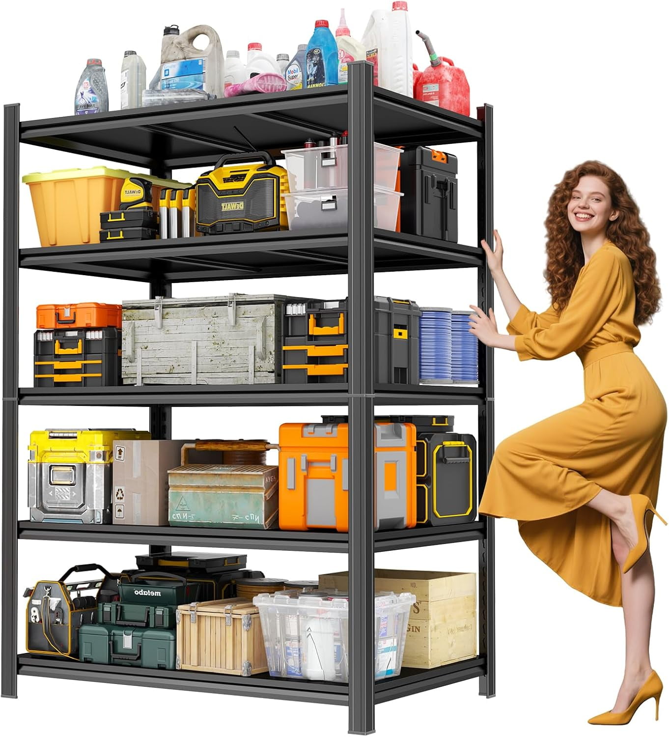 Garage Shelving 5-Tier Storage Shelves Adjustable Metal Shelving Units ...