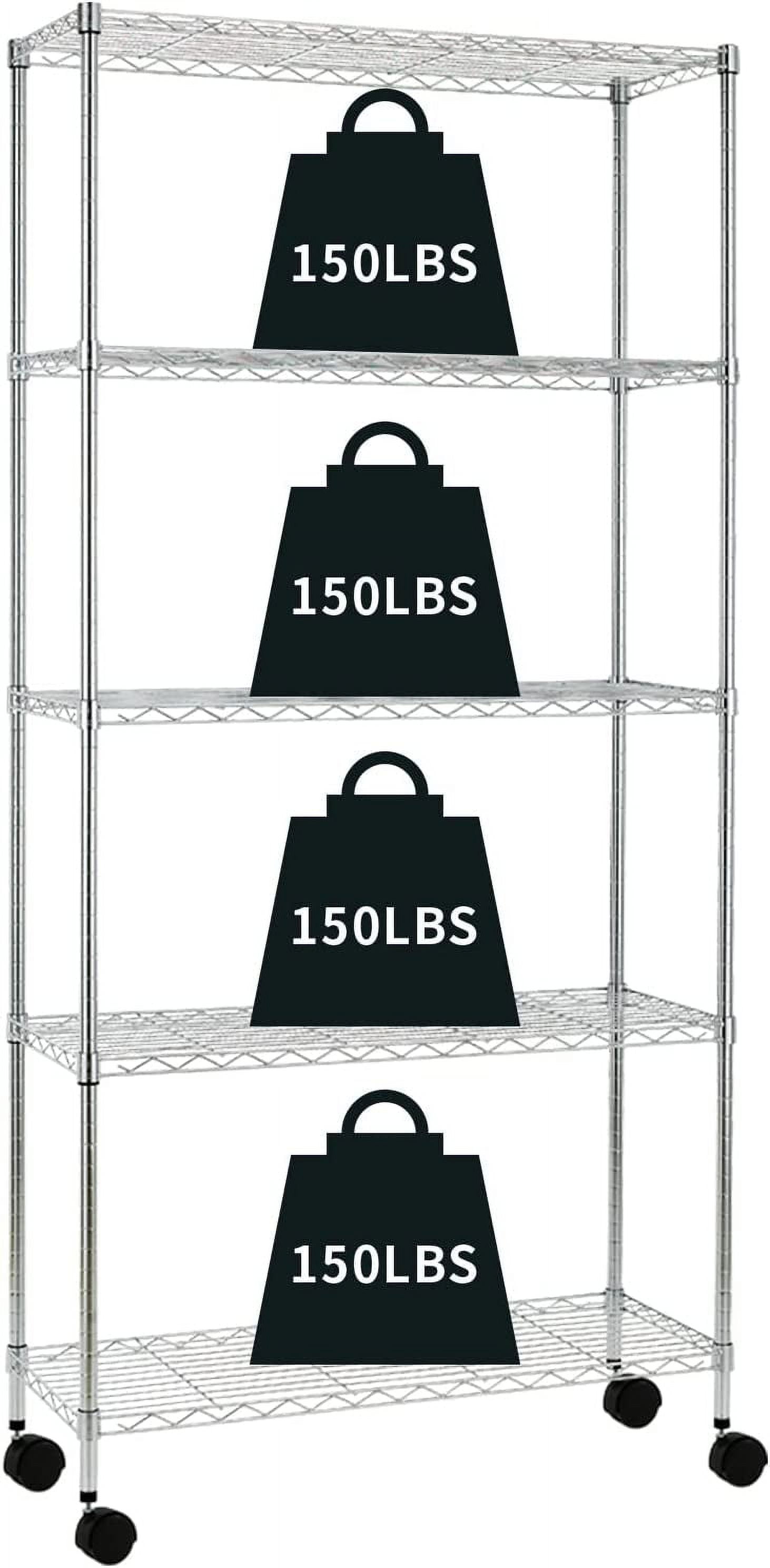 Garage Shelving, 62"x30"x14" Metal Shelves 5 Tier Wire Shelving Unit ...