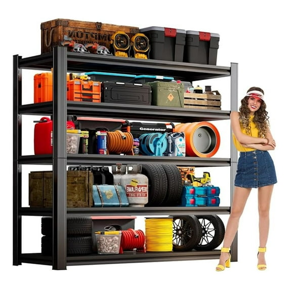 Garage Shelving 63''H Heavy Duty, 5-Tier Metal Shelves 3000LBS Capacity ...