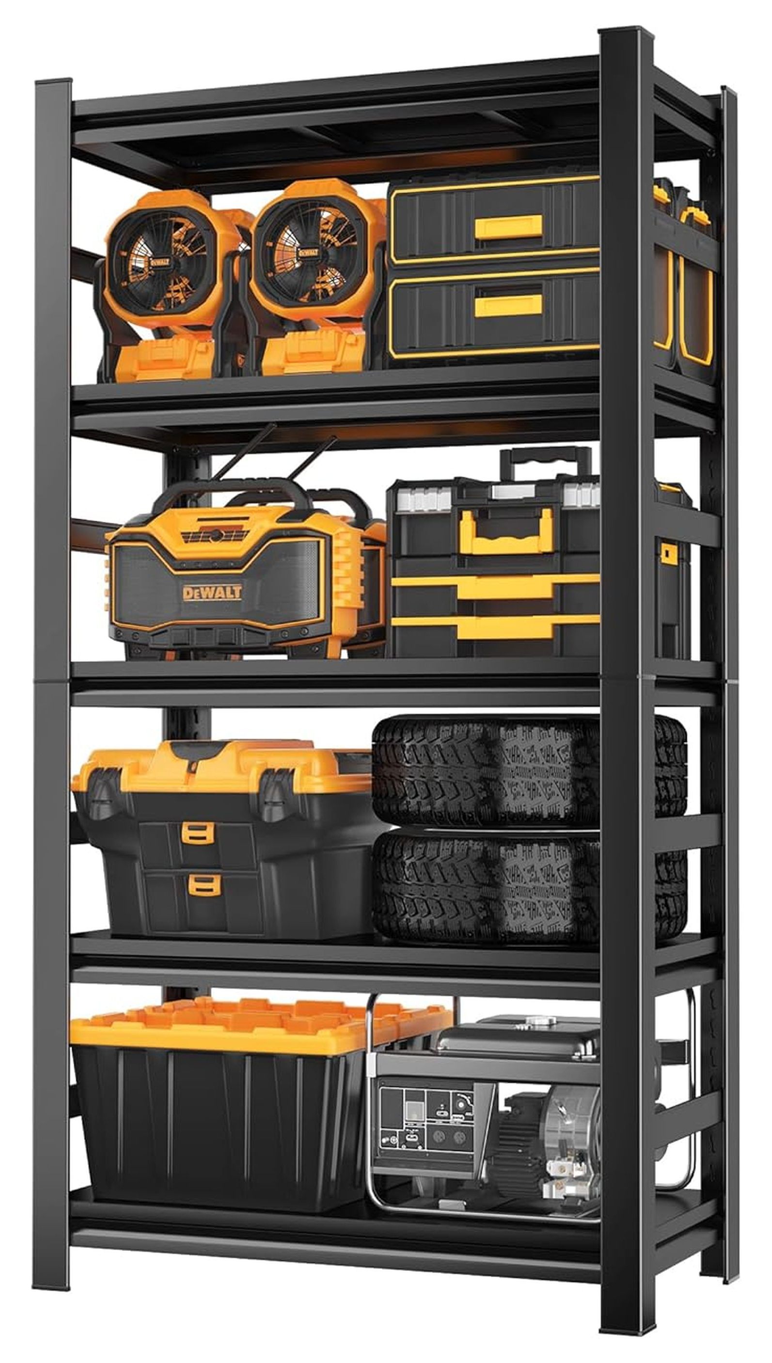 Garage Shelving 63" Height-5-Tier Adjustable Industrial Metal Shelving ...