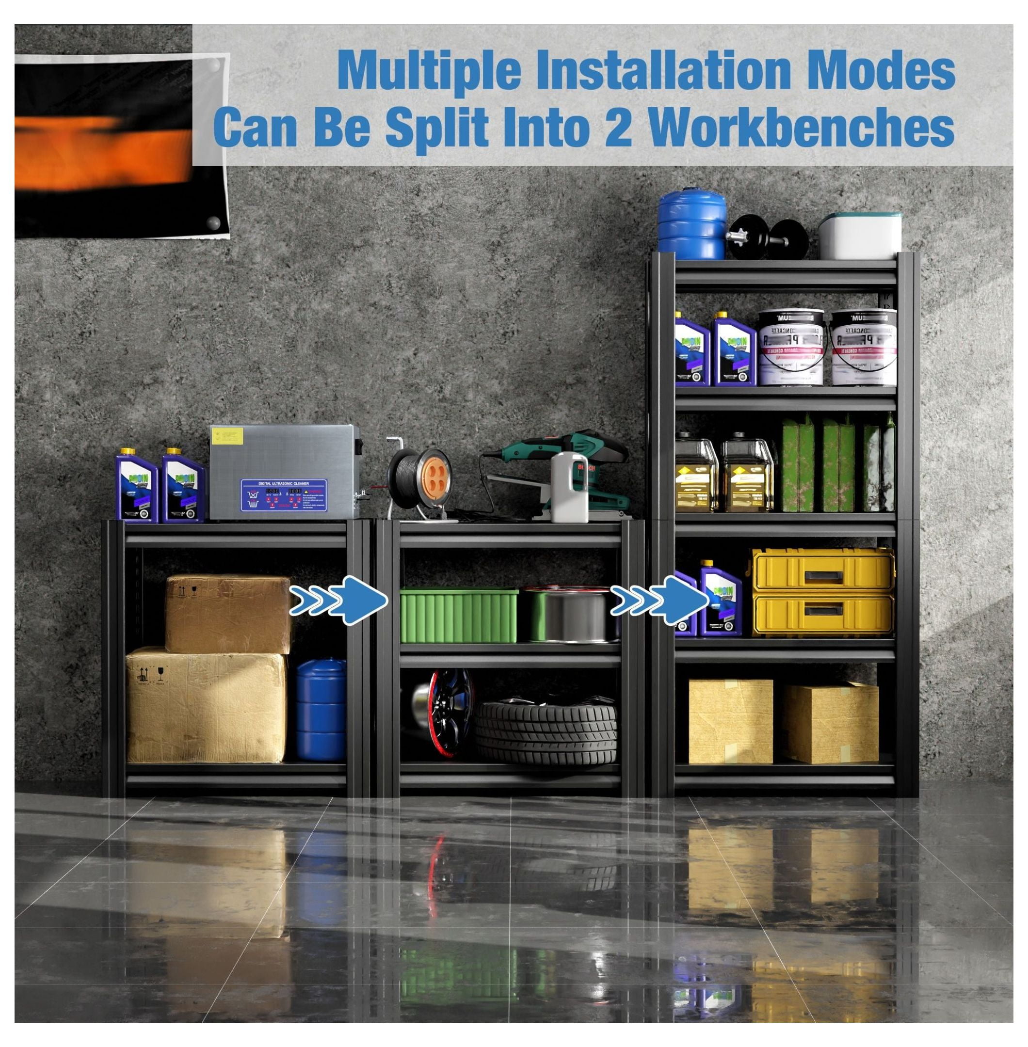 Garage Shelving, 72inch Garage Storage Shelves Heavy Duty, 5 Tier ...