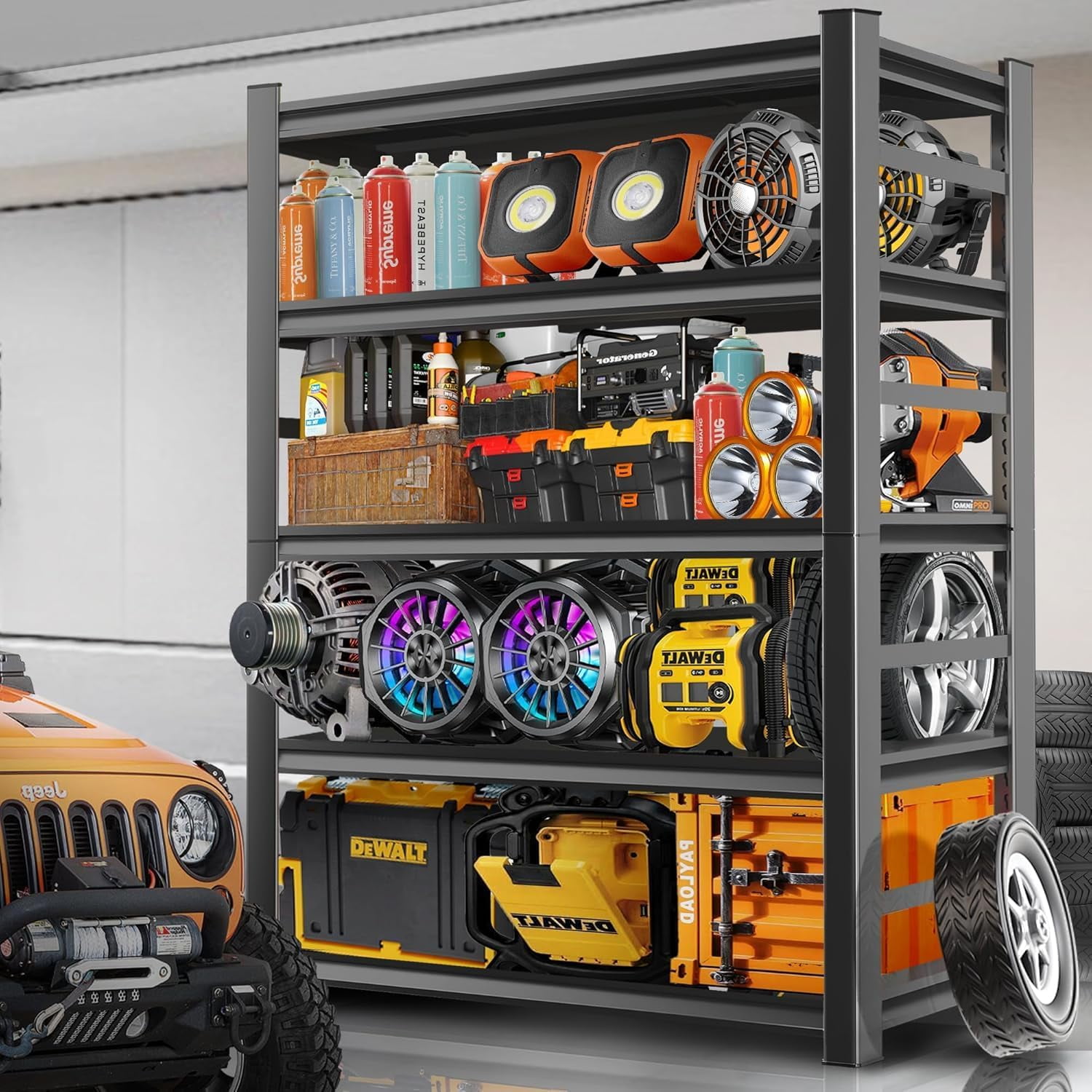 Garage Shelving Heavy Duty,5-Tier Adjustable Garage Storage Shelves ...
