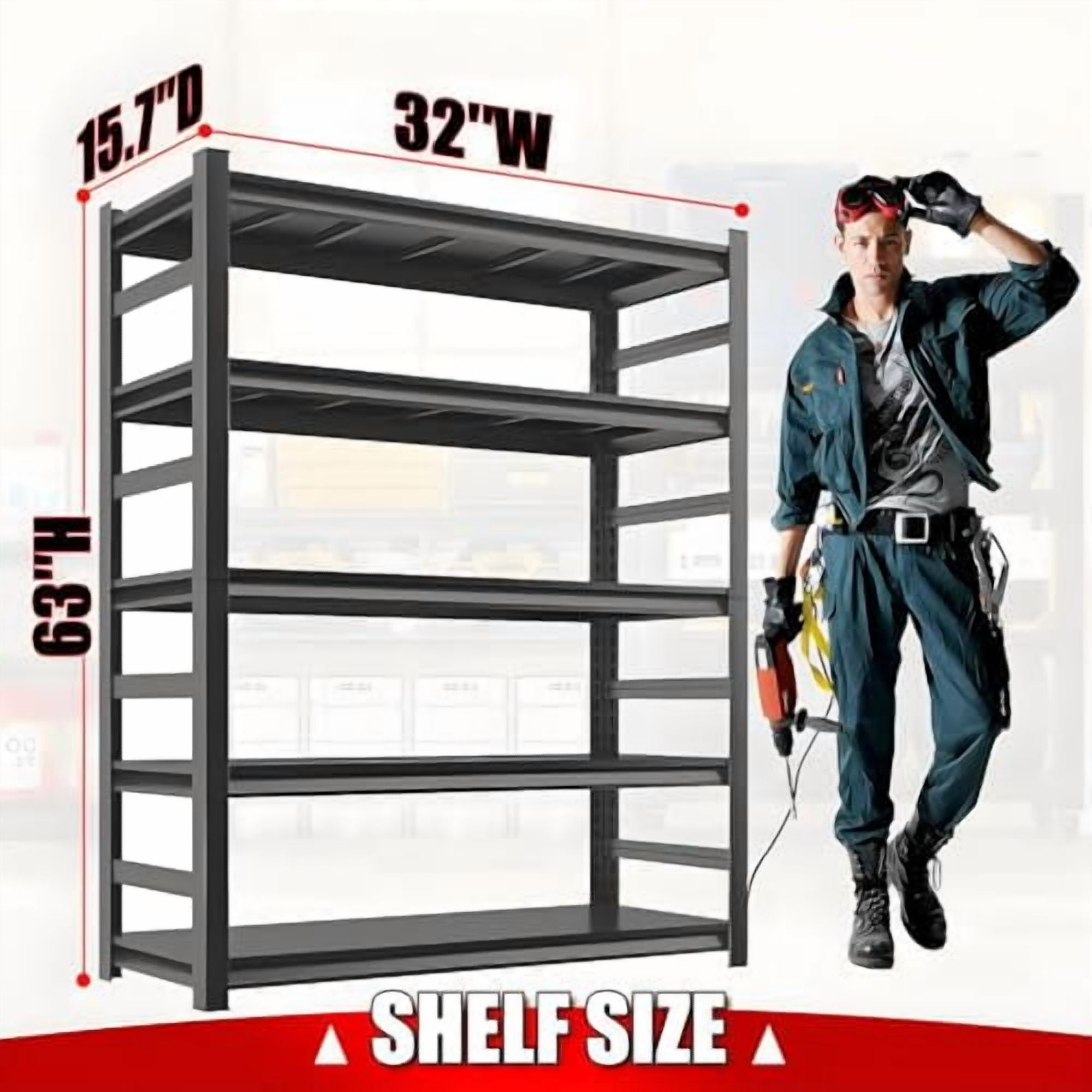 Garage Shelving, Heavy Duty Garage Storage Shelves, Large Capacity ...