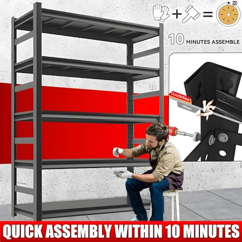 Garage Shelving, Heavy Duty Shelving Unit, 3000 LBS Capacity, Easy ...