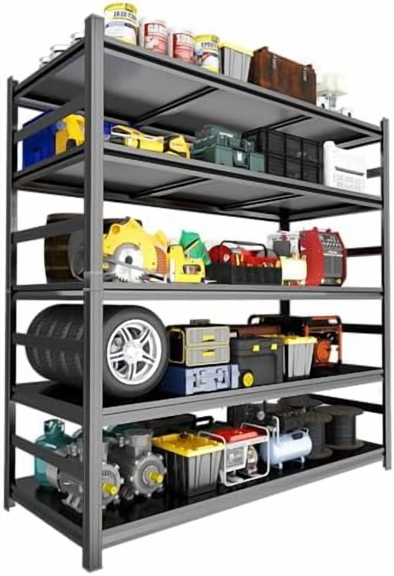 Garage Shelving and Storage 5 Tier Adjustable Storage Shelves Heavy ...