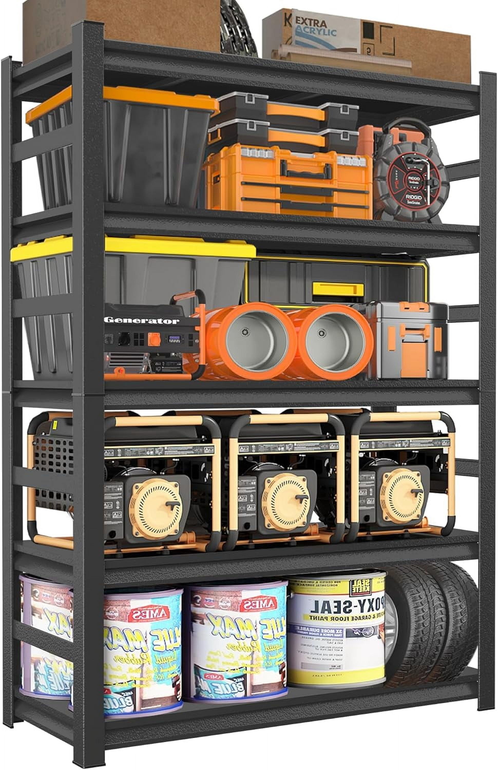 Garage Shelving, Storage Shelves Heavy Duty, 5-Tier Adjustable Black ...