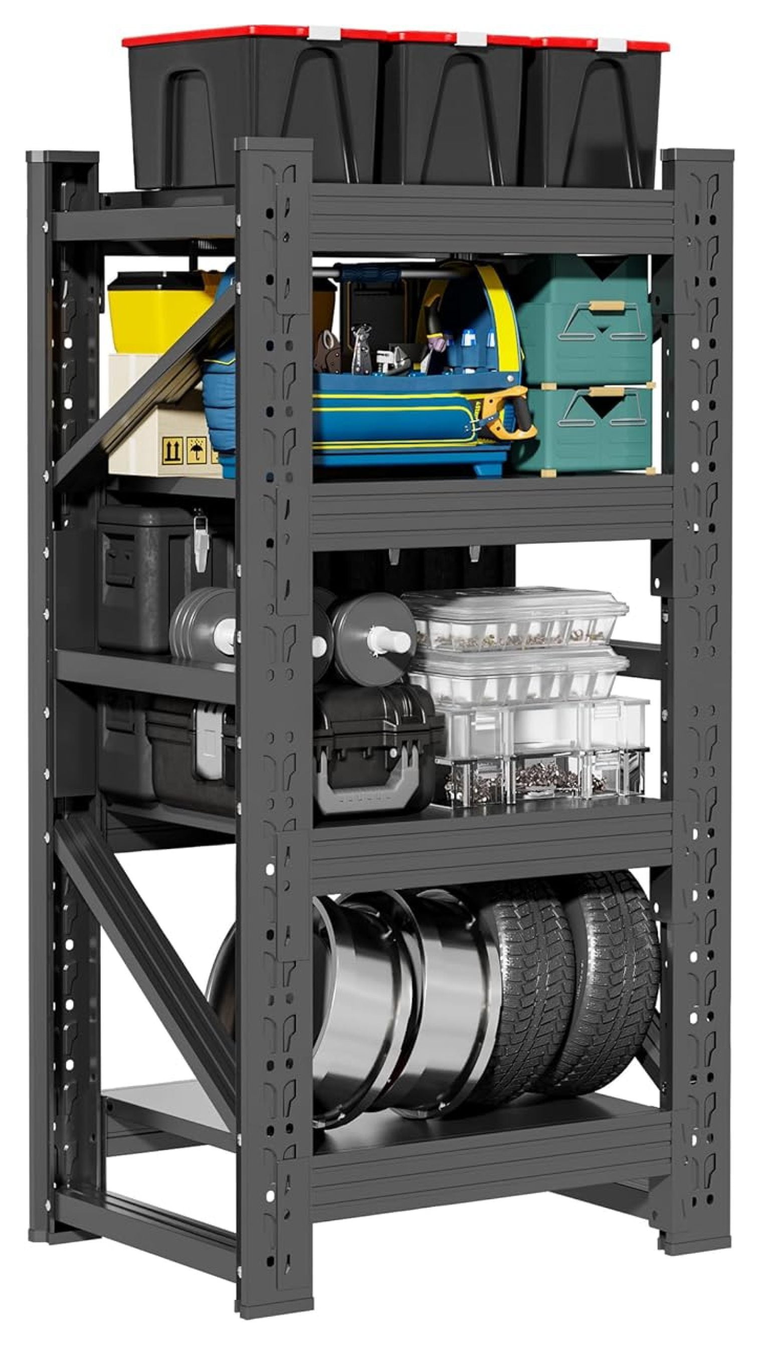 Garage Shelving Unit 4-Tier - 63" Heavy Duty Steel Shelves - 3000lbs ...