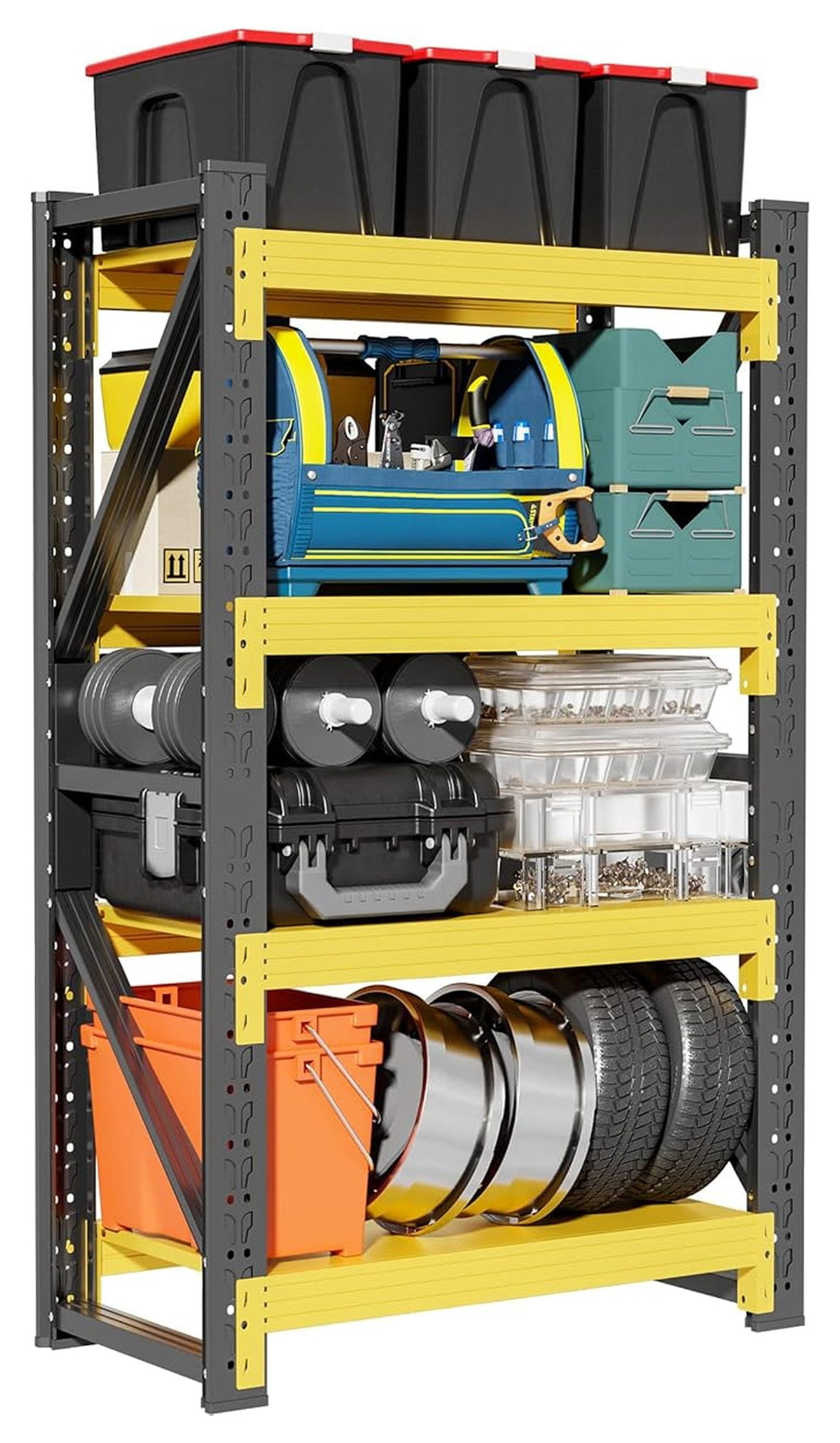 Garage Shelving Unit 4-Tier, 79" Heavy Duty Steel Shelves - 4000lbs ...