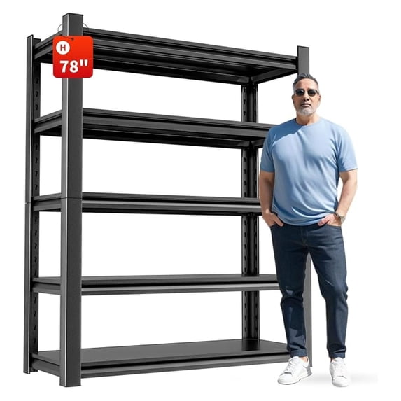 Garage Shelving Unit - 5-Tier Adjustable Metal Storage Shelf - Heavy ...