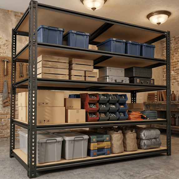 Xiweot Garage Shelving Unit Heavy Duty 2400 lbs Metal Storage Shelves ...