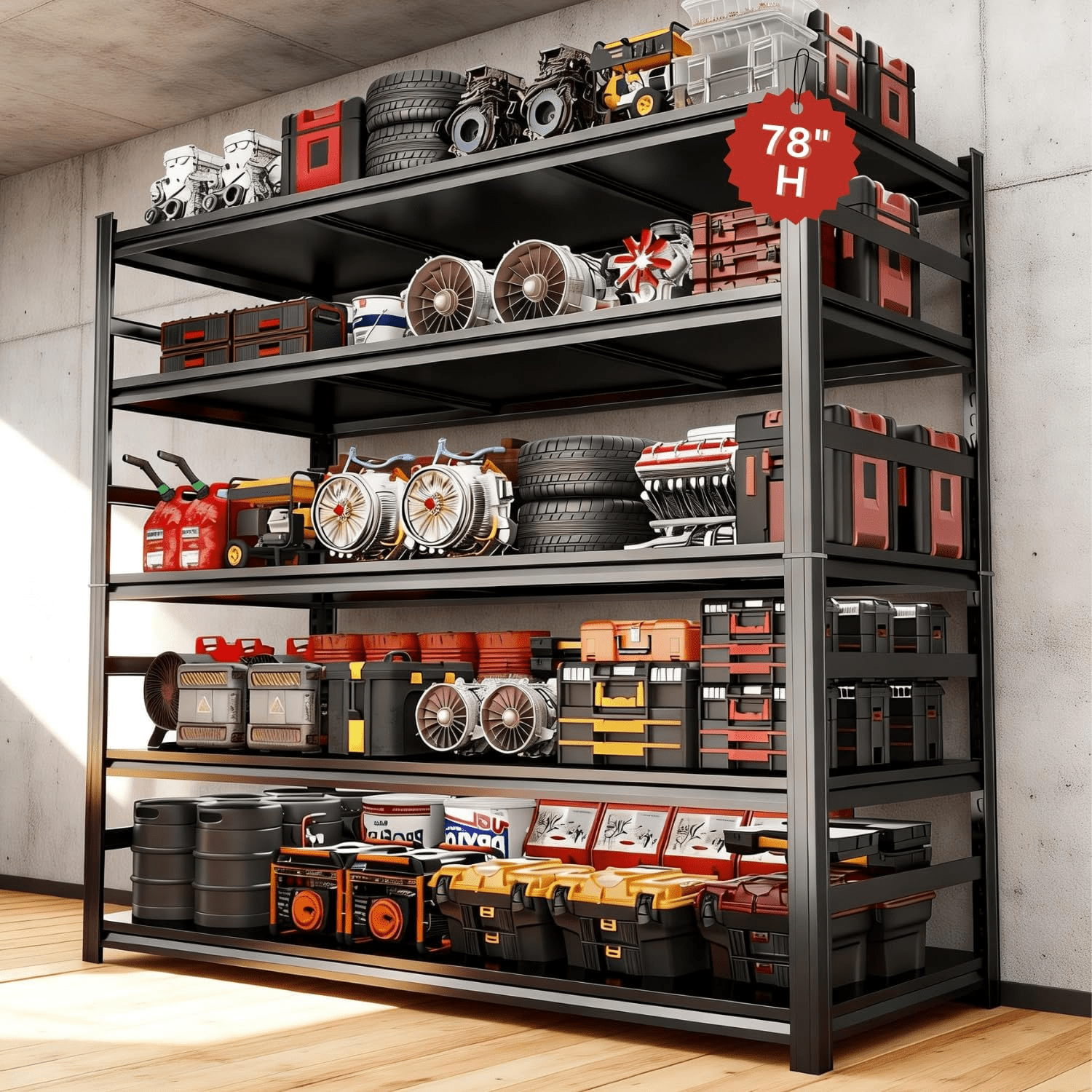 Garage Shelving Unit, Heavy Duty Metal Adjustable Storage, Steel ...