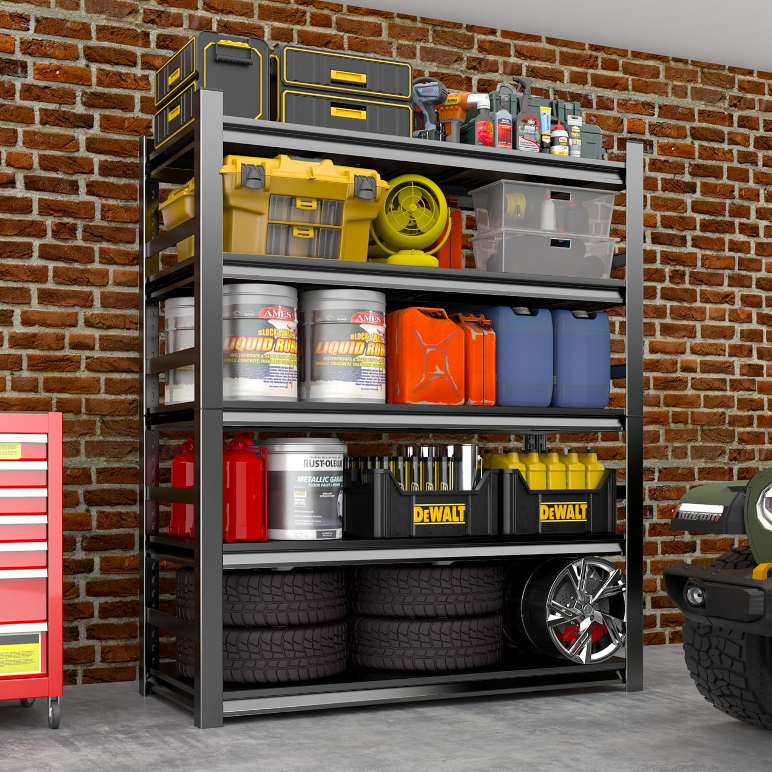 Garage Shelving Unit, Heavy Duty Metal Shelves, 5-Tier Adjustable ...