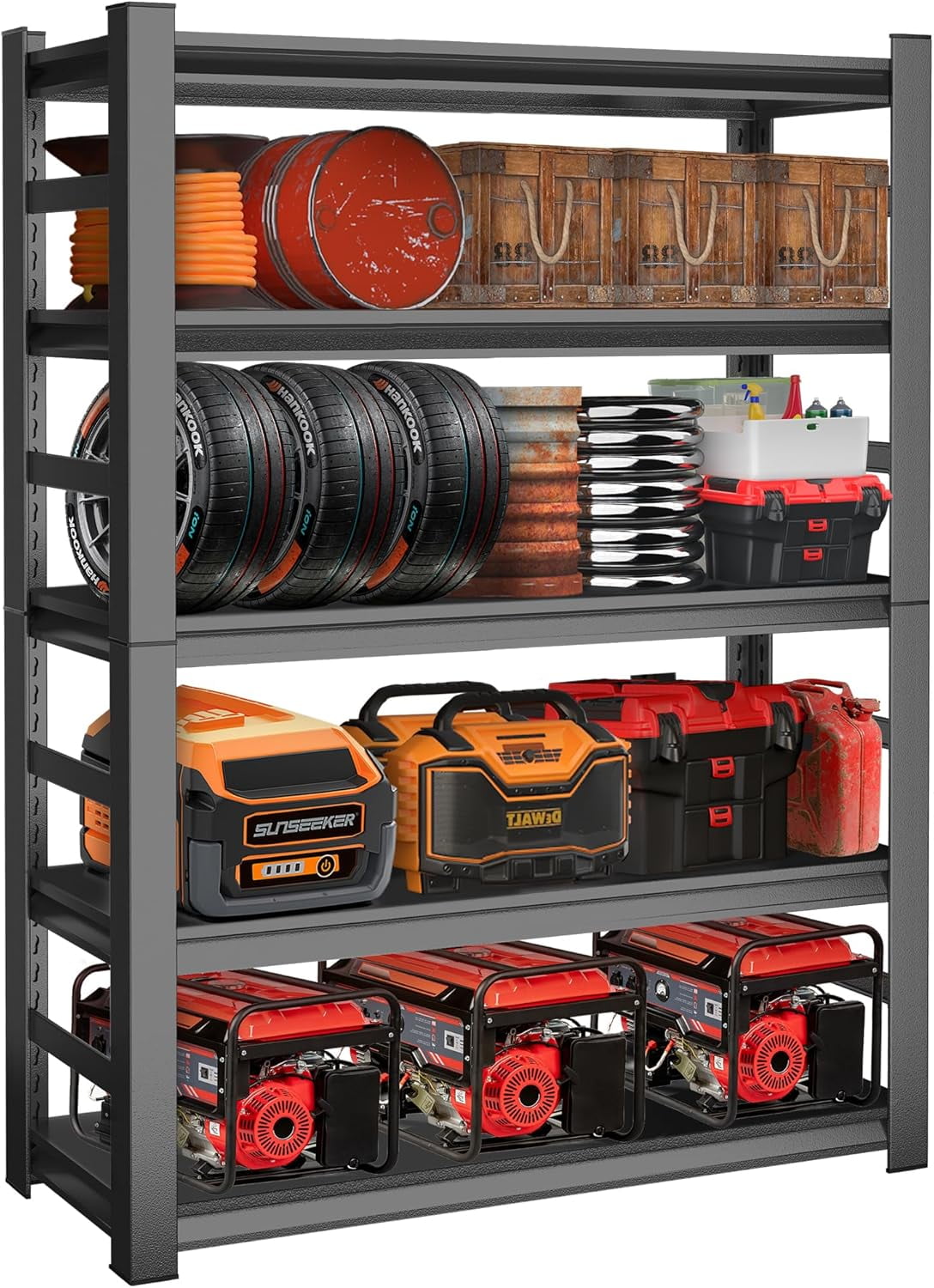 Garage Shelving Unit and Storage-Easy Assembly Metal Shelves 5-Tier ...