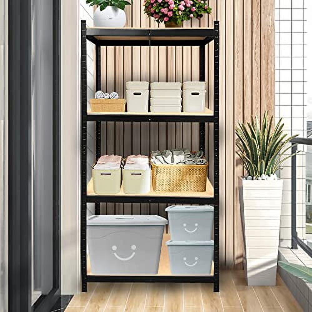 Garage Shelving Units - Black 4 Tier Super Strong Heavy Duty Storage ...