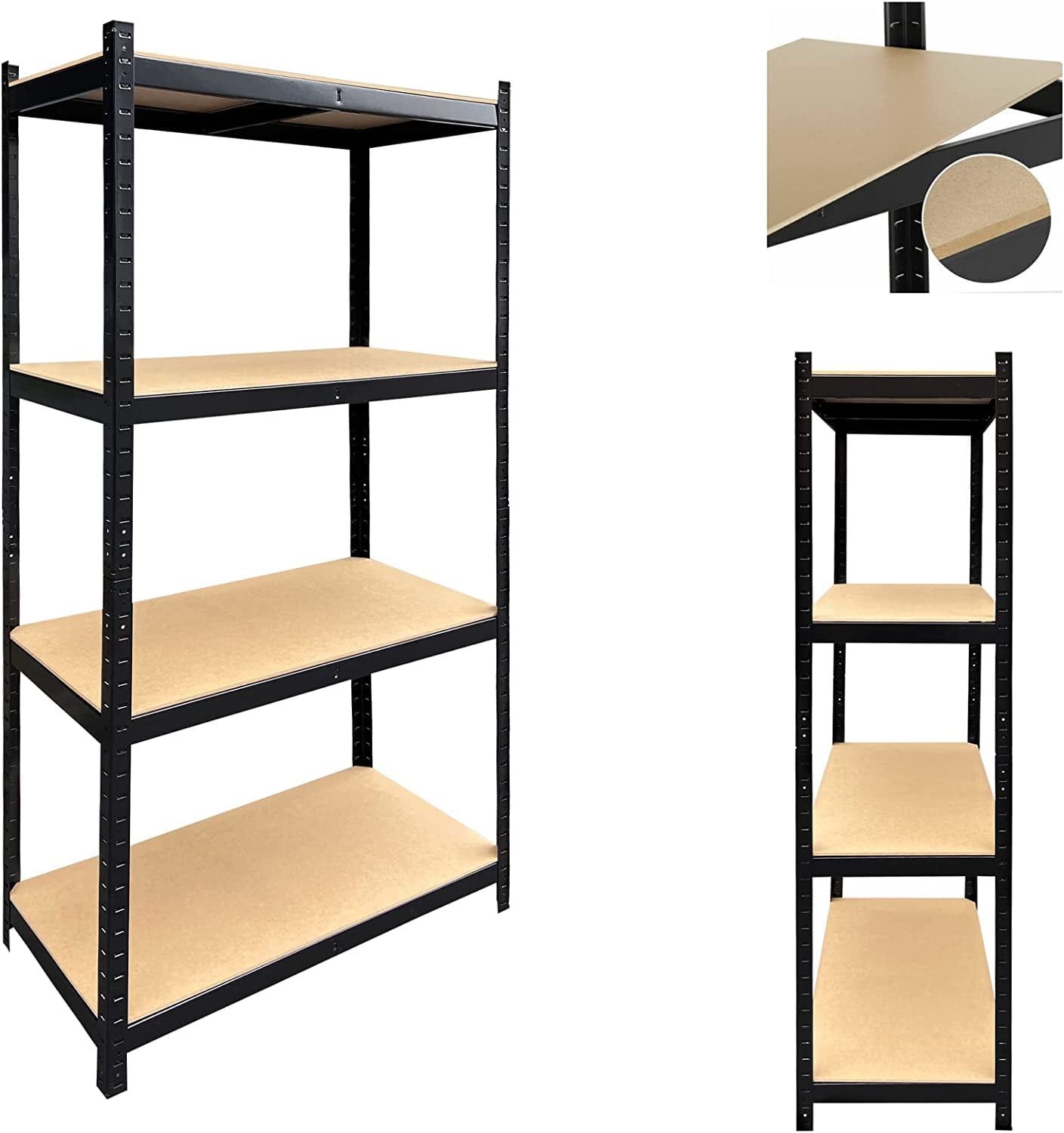 Garage Shelving Units - Black 4 Tier Super Strong Heavy Duty Storage ...