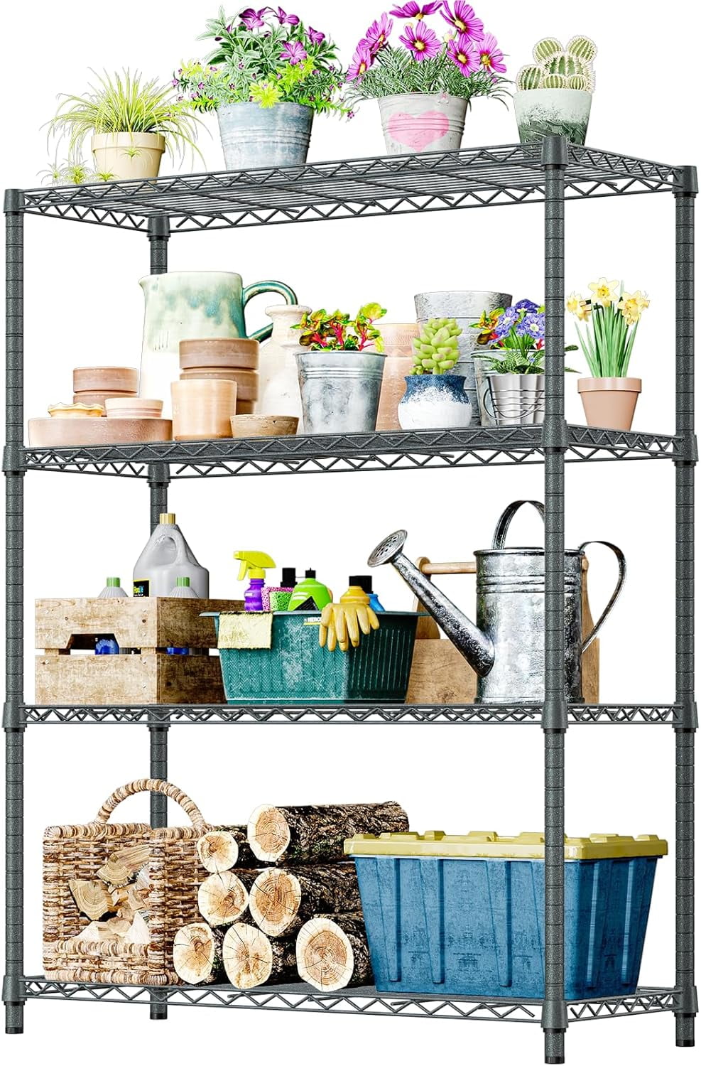 Garage Shelving Wide Storage Shelves 5 Tier Metal Shelves 4000 LBS ...