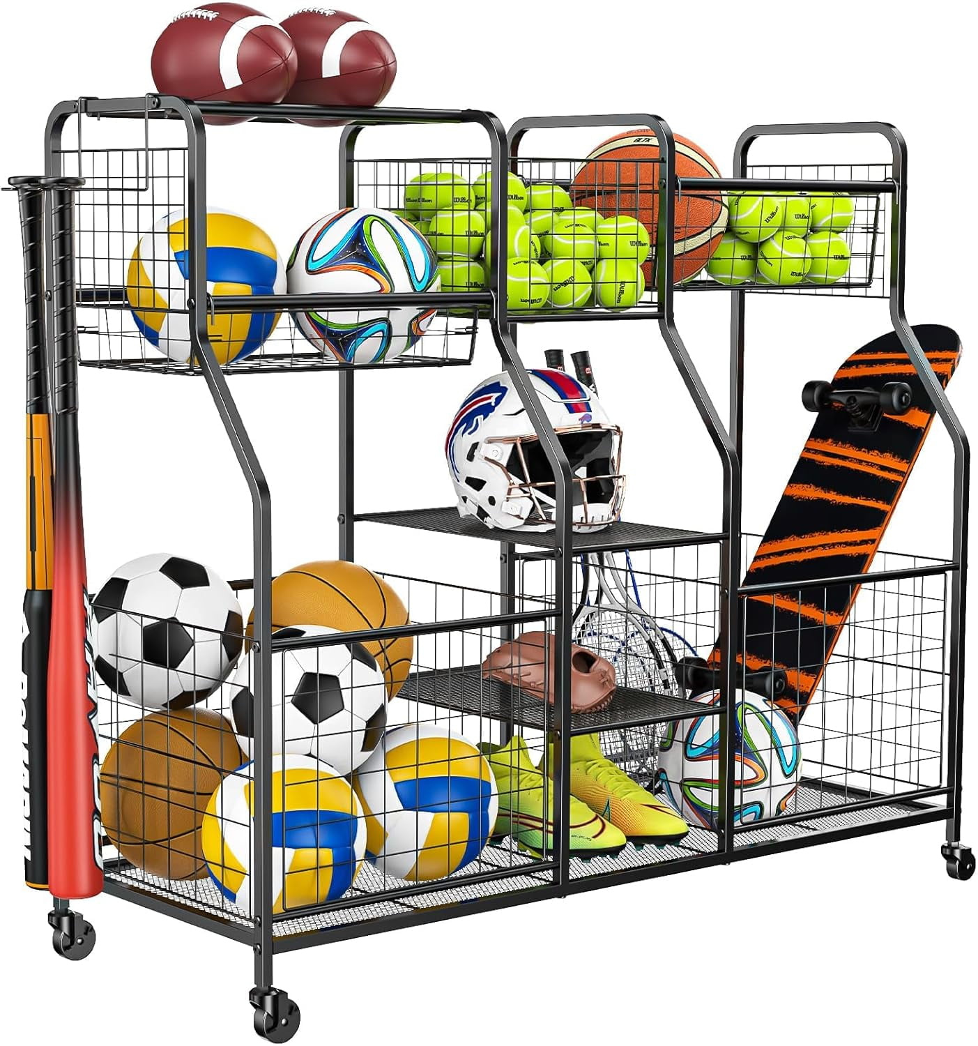 Garage Sports Equipment Organizer, Ball Storage Rack, Garage Organizer ...
