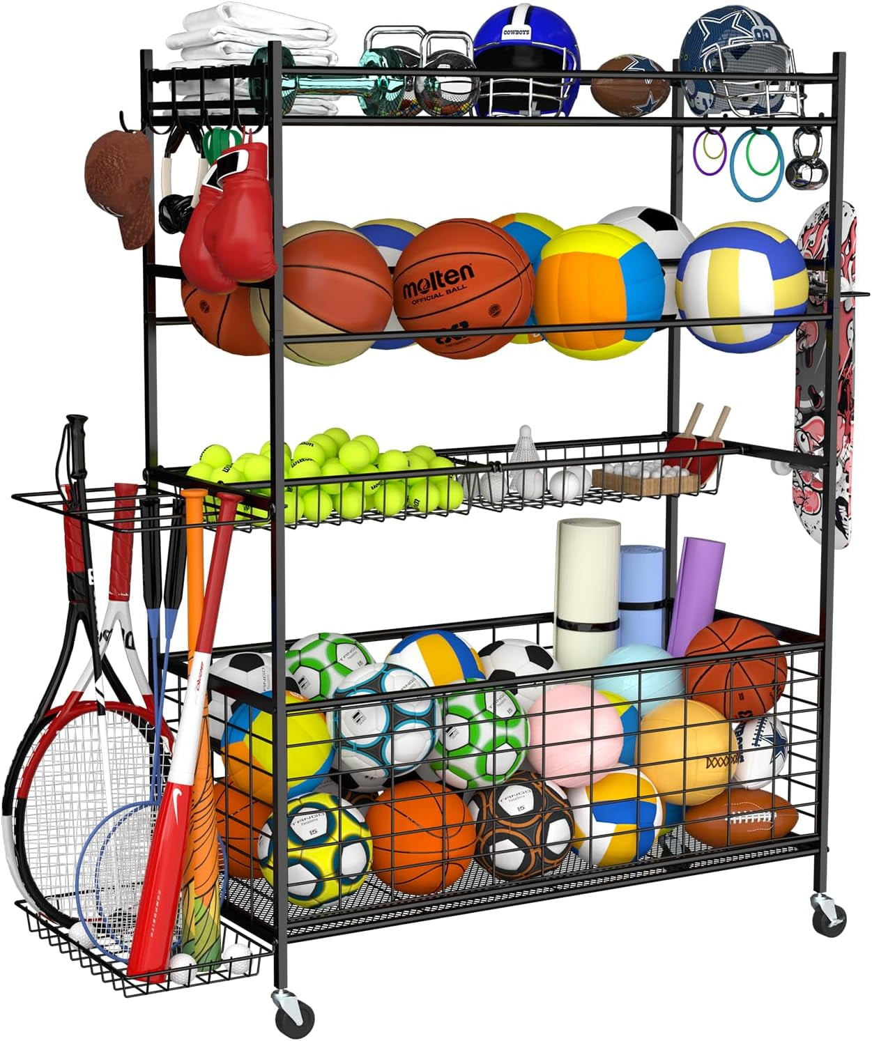 Garage Sports Equipment Organizer, Ball Storage Rack, Garage Organizer ...