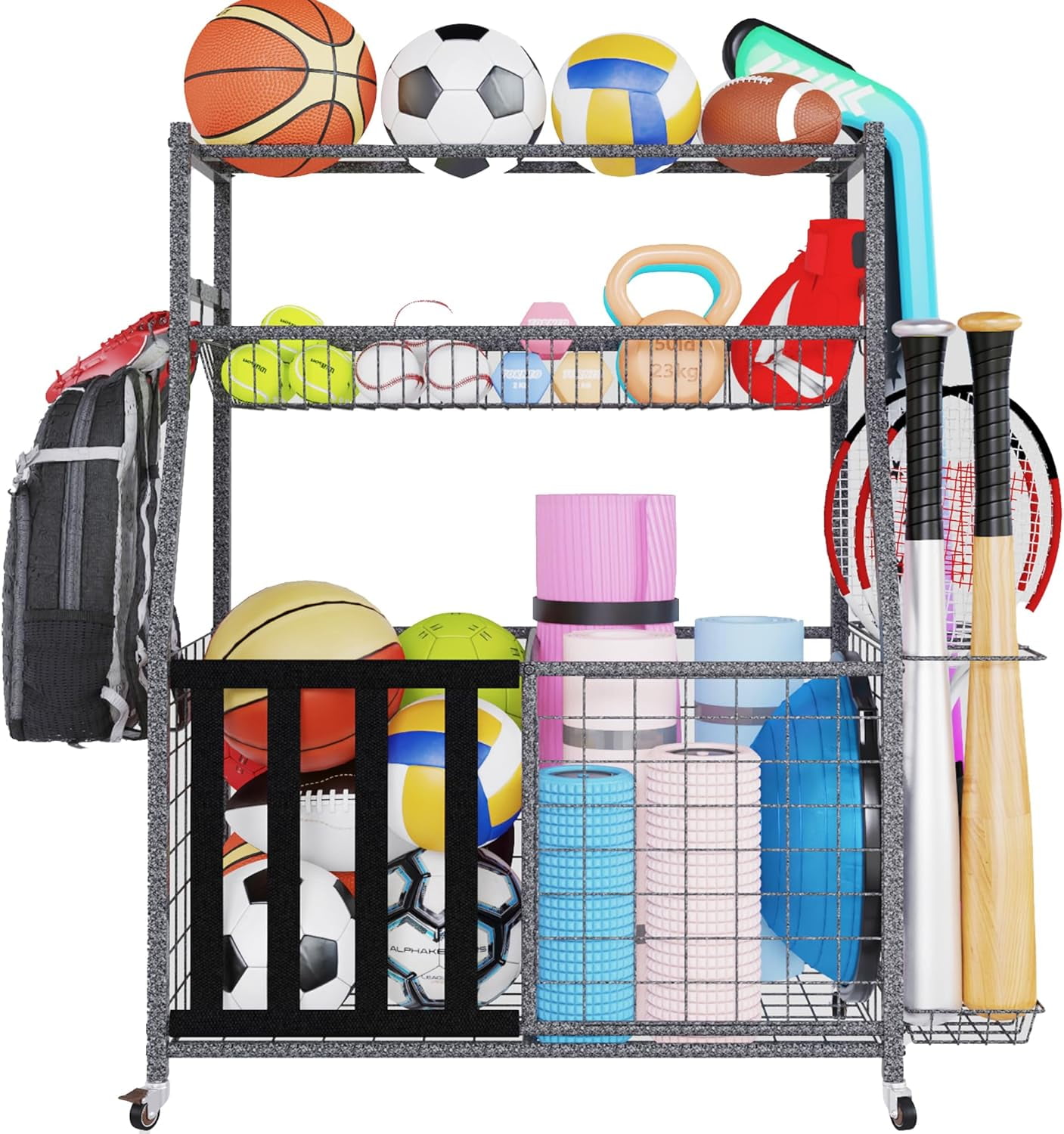 Garage Sports Equipment Organizer, Garage Ball Storage, Independent ...