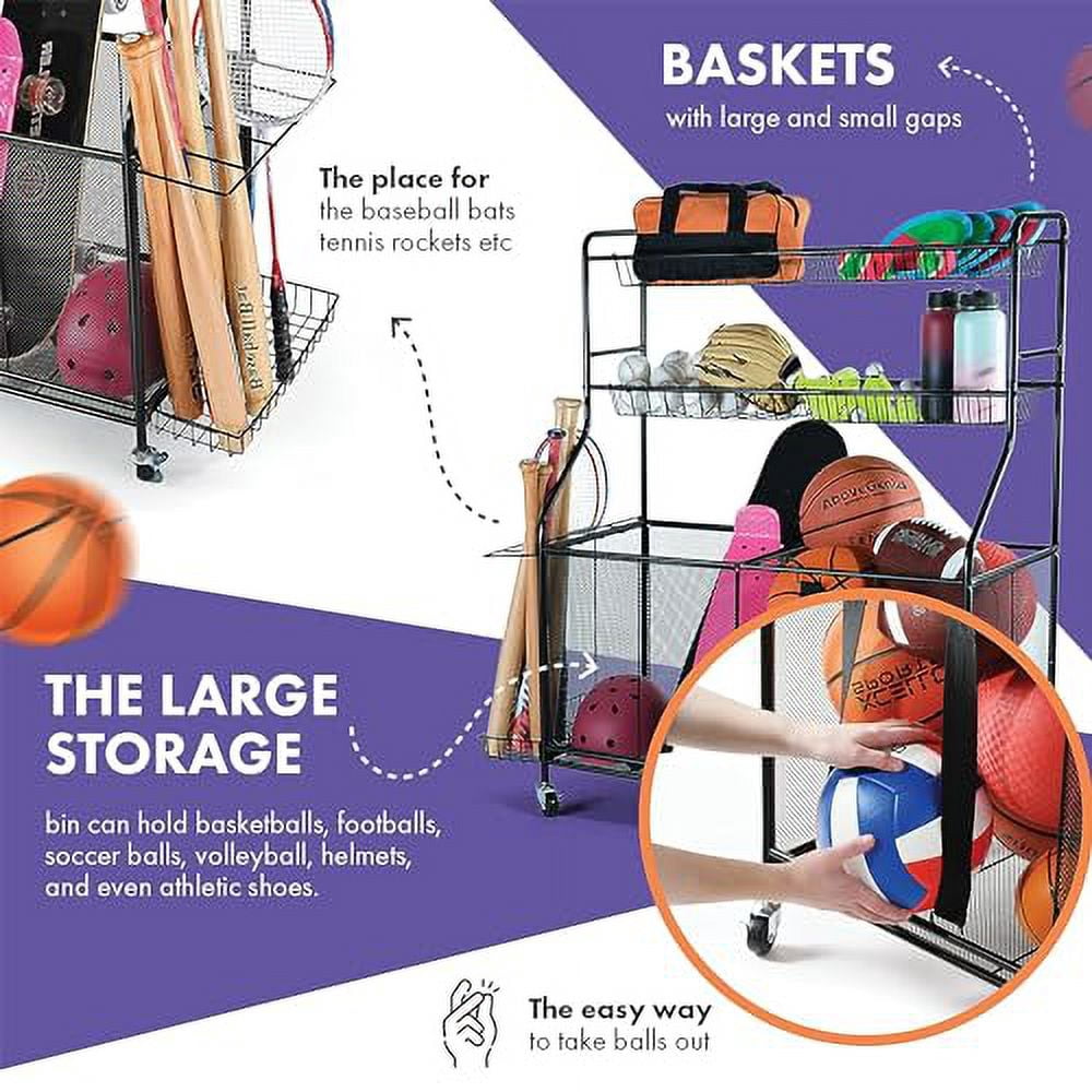 Garage Sports Equipment Organizer - Garage Ball Storage Rack Organizer ...