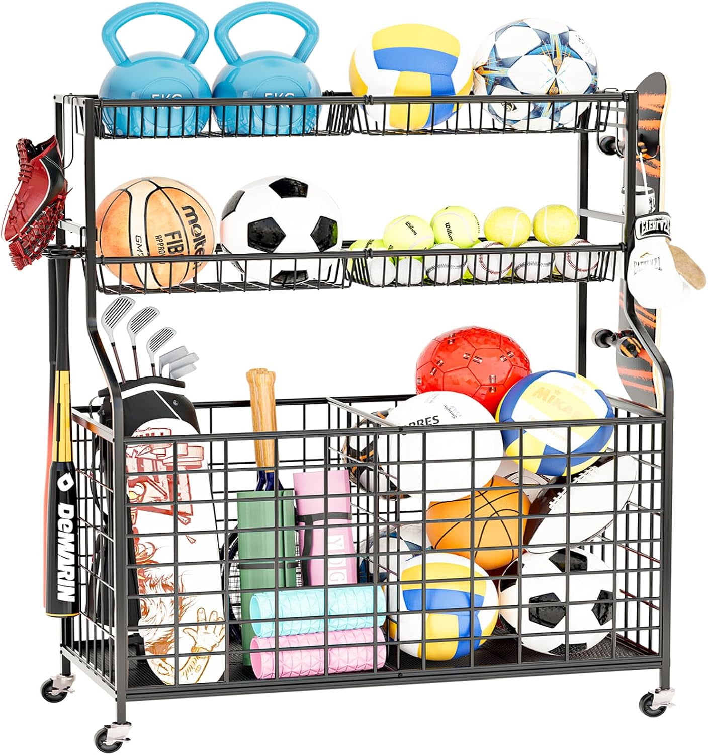 Garage Sports Equipment Organizer, Garage Organization Indoor Outdoor ...